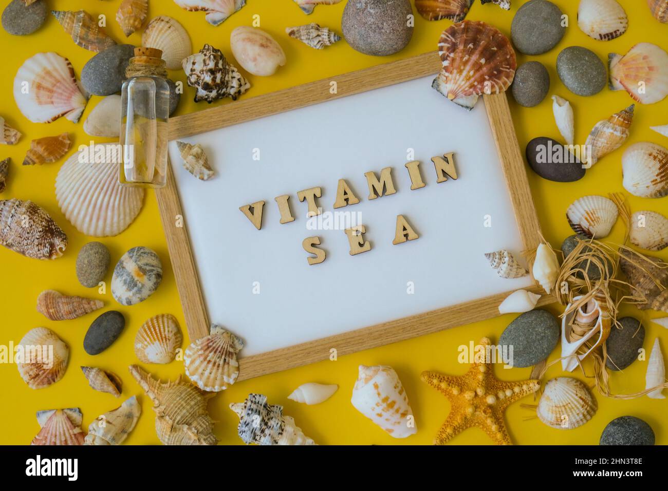 Feuille de composition papier blanc texte VITAMINE SEA, coquillages ...