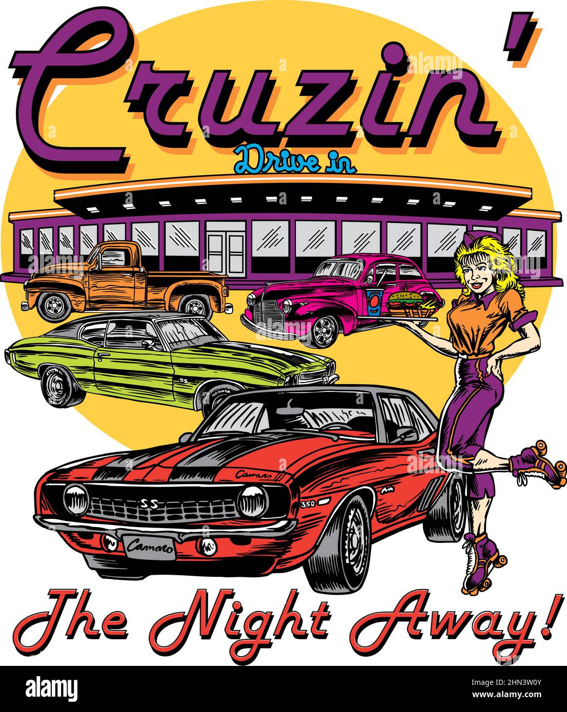 Car hop waitress Banque d'images vectorielles - Alamy