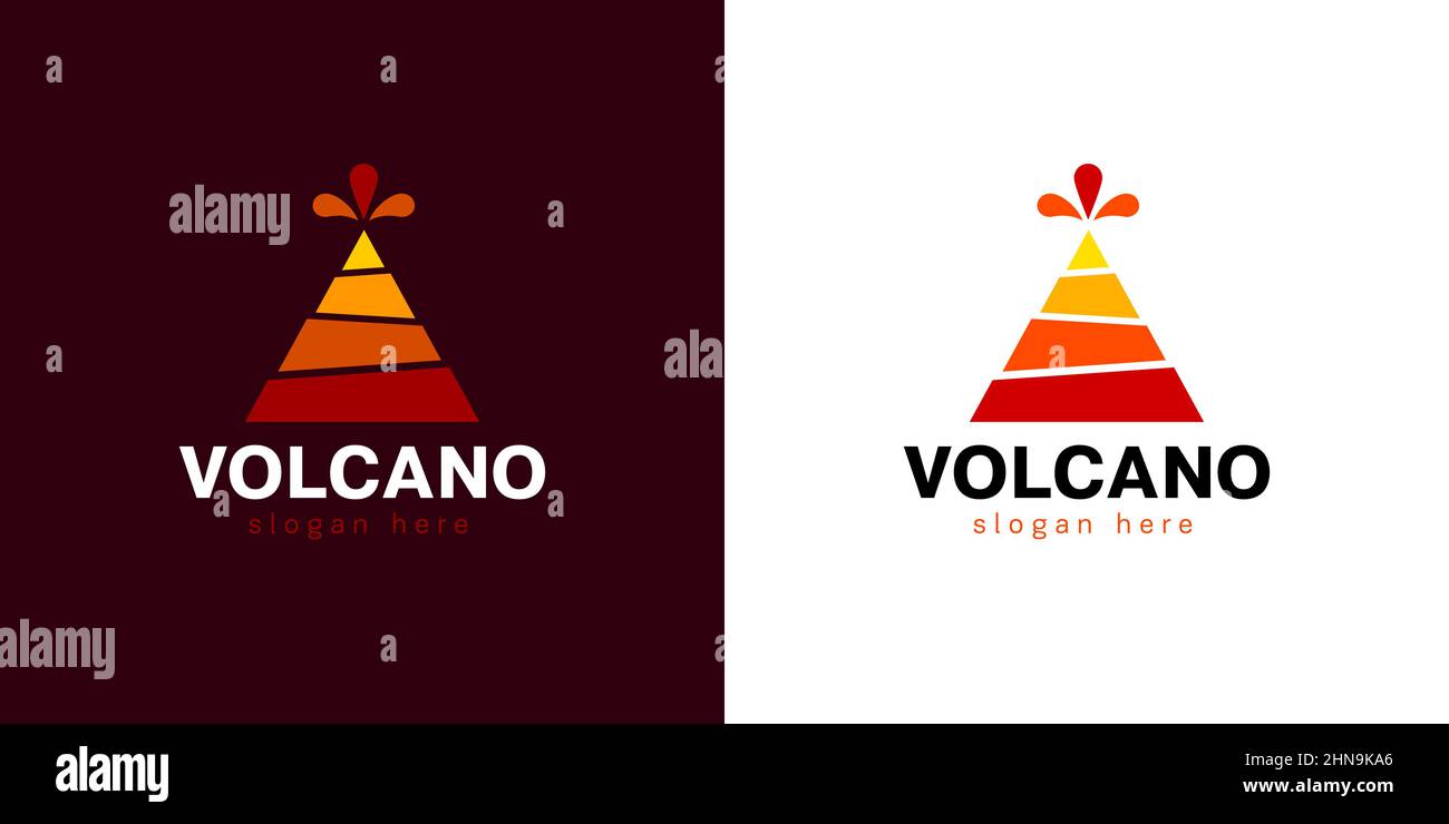 Panneau ou symbole du volcan sur fond blanc et foncé. Concept de logo ...