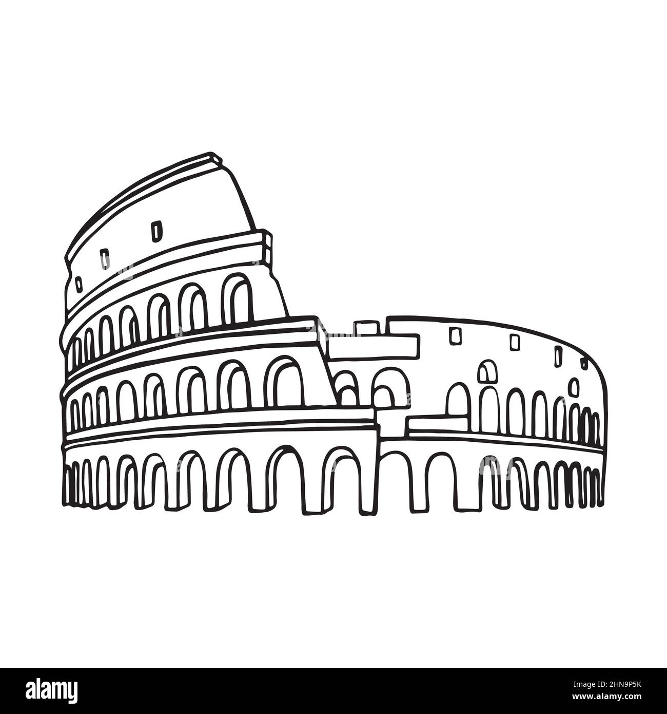 Dessin du Colisée, illustration du Colisée à Rome, Italie. Illustration ...
