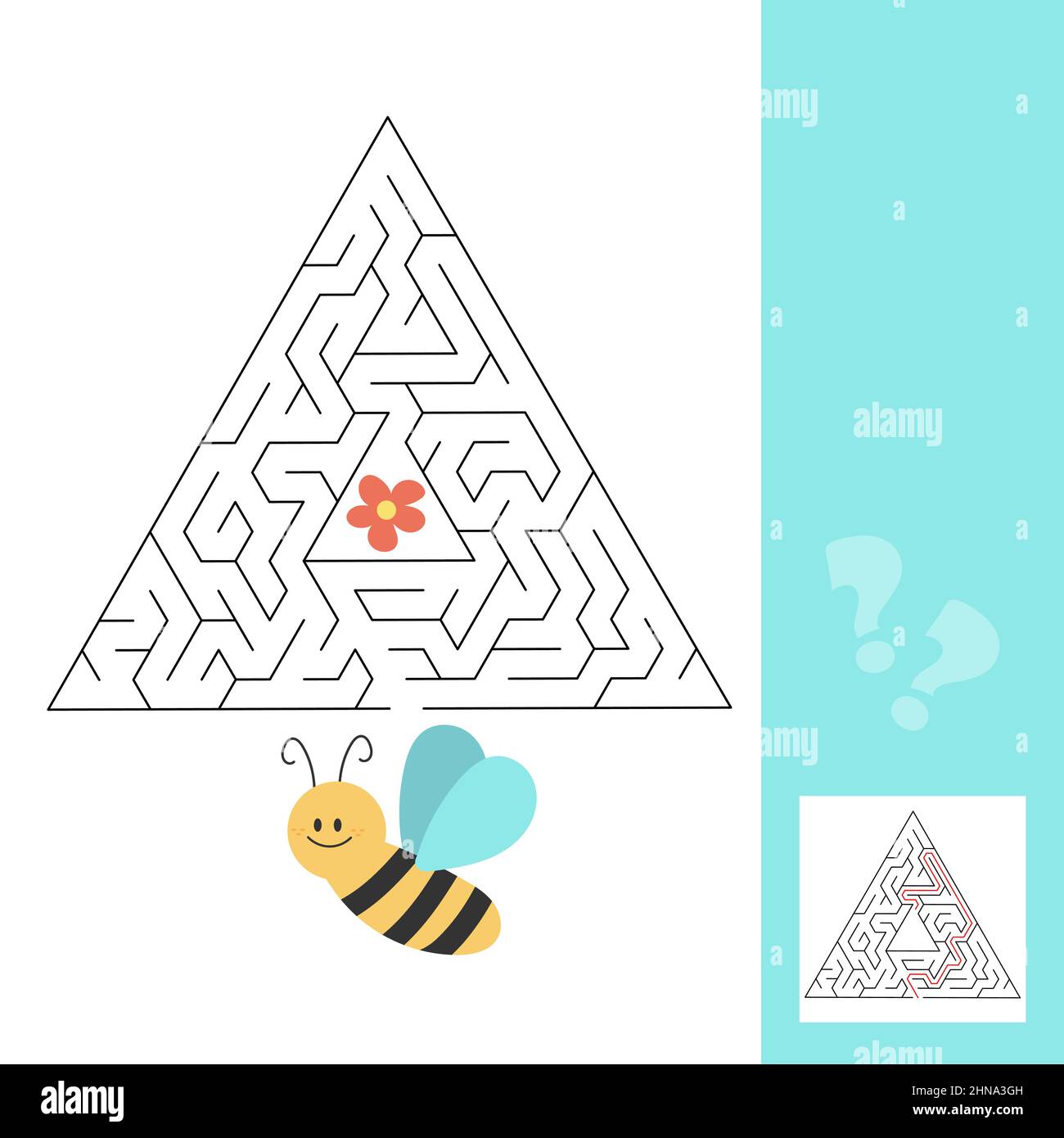 Puzzle labyrinthe pour les enfants. Aide abeille trouver fleur. Feuille ...