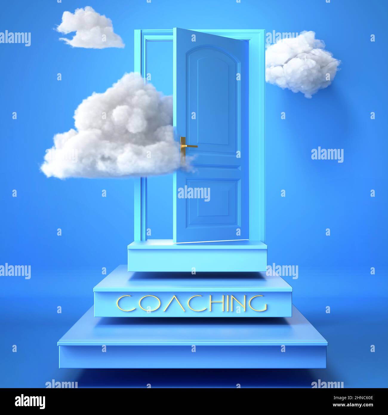 Coaching et succès, progrès et effort - le concept 3D rend. Des idées ...