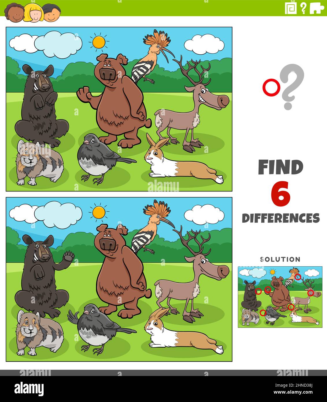 Illustration de dessin animé de trouver les différences entre les images jeu éducatif pour les ...