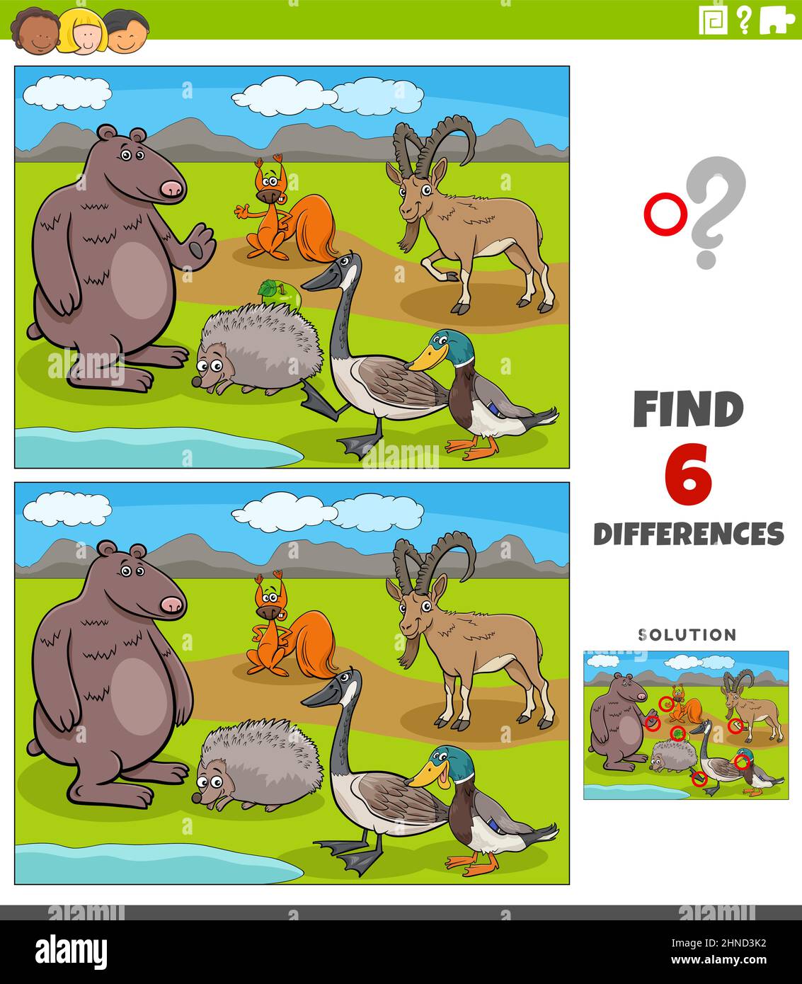 Illustration de dessin animé de trouver les différences entre les images jeu éducatif pour les ...