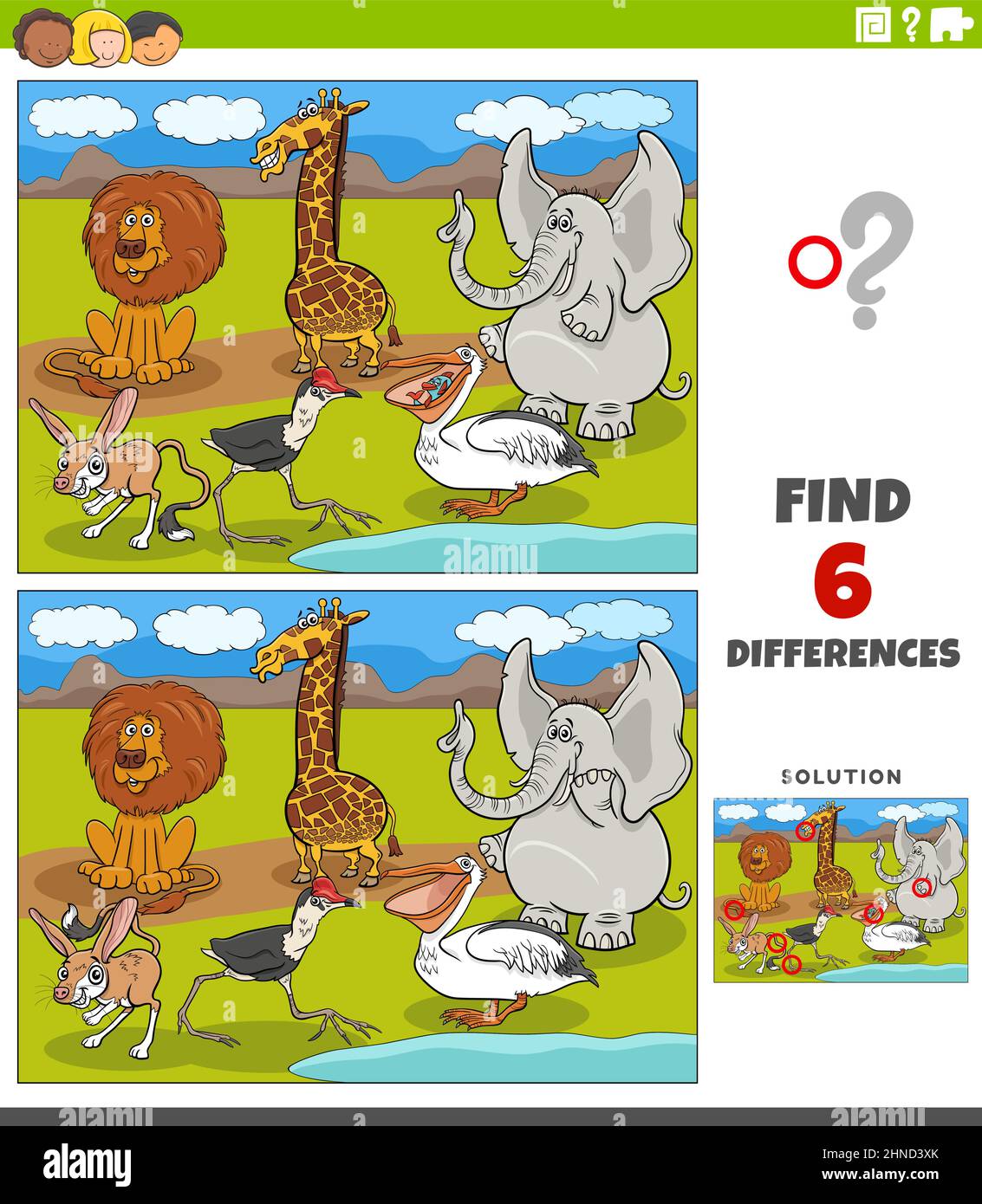 Illustration de dessin animé de trouver les différences entre les images jeu éducatif pour les ...