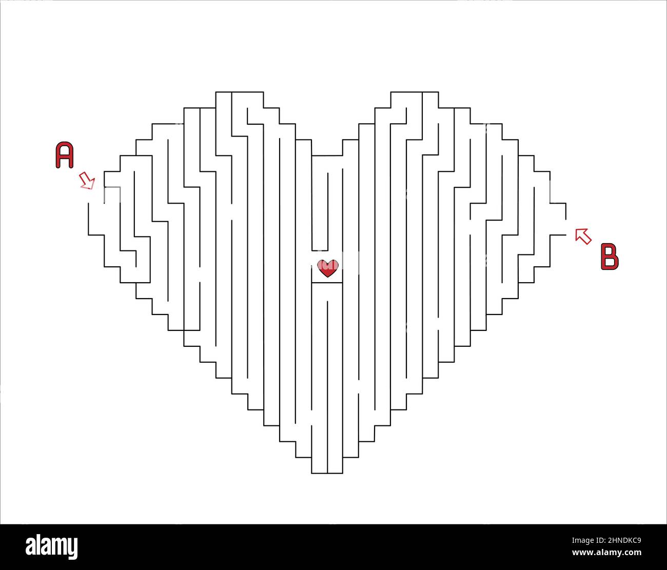 Labyrinthe avec forme de coeur avec deux entrées et deux façons de but ...