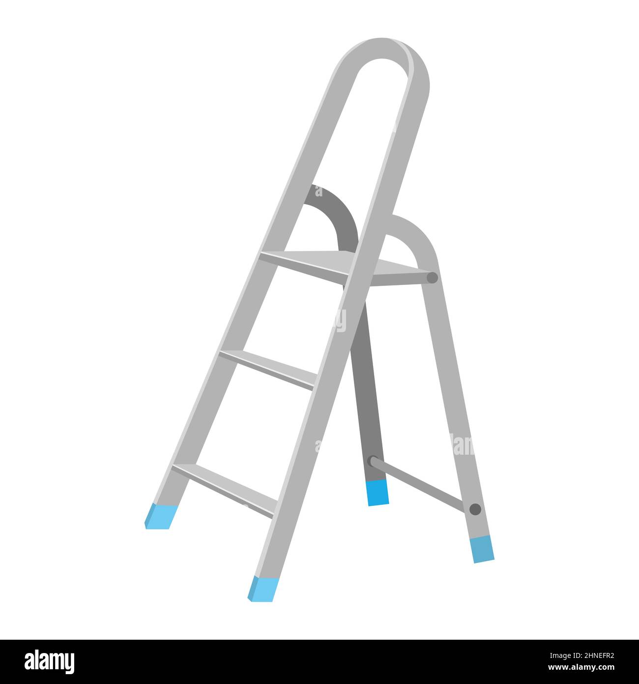 Escabeau en aluminium à conception plate sur fond blanc. Symbole d ...