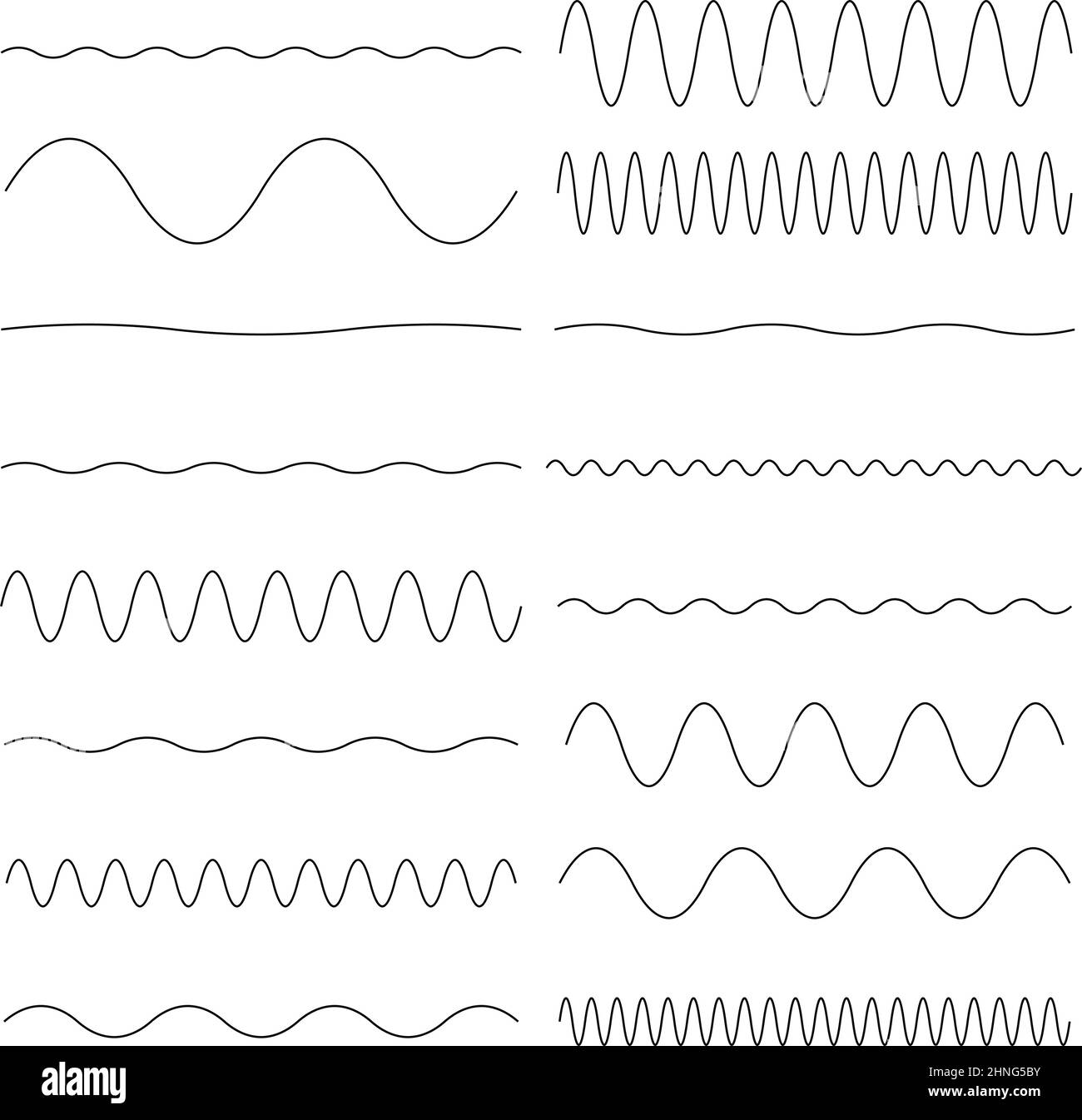 Lignes ondulées et ondulées. Courbes, courbes, lignes sinueuses, bandes ...