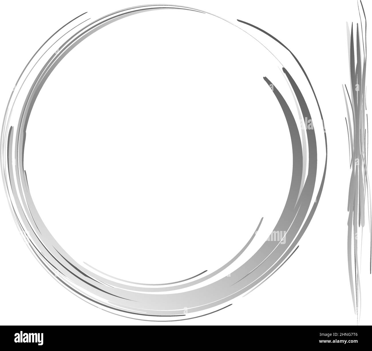Gris, gris grundy en niveaux de gris, cercle de grunge et pinceau avec ...