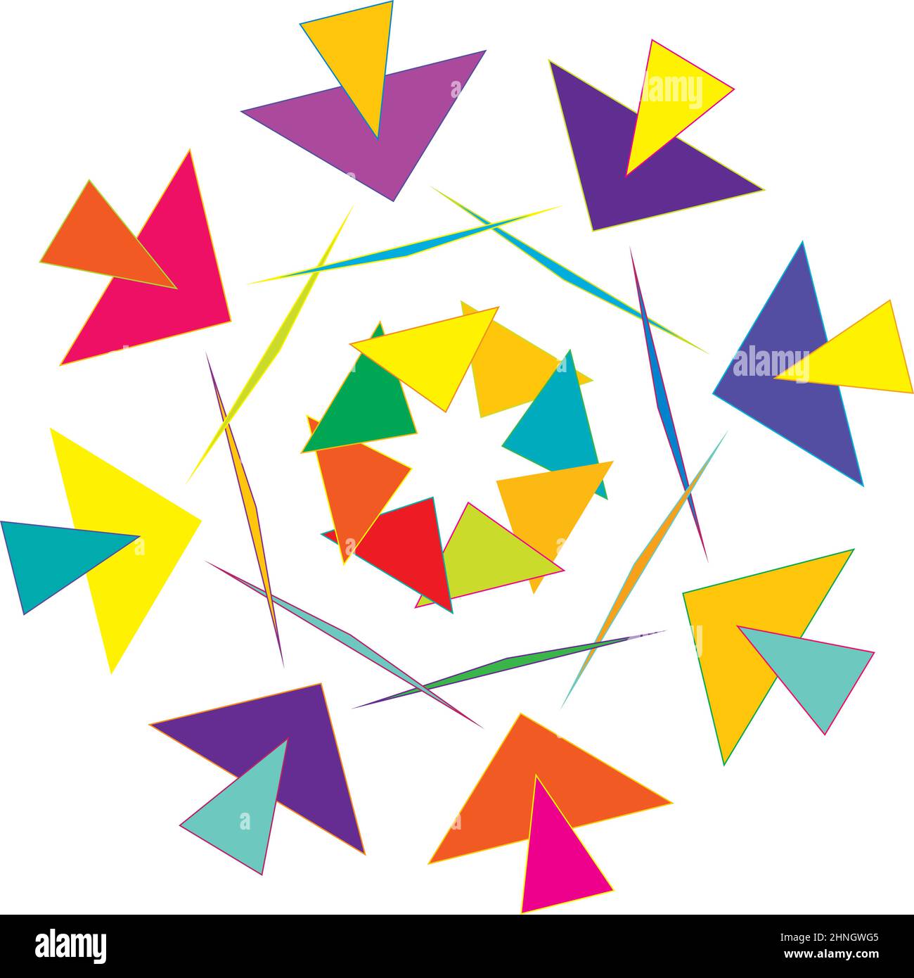 Icône abstraite géométrique colorée, motif symbole et mandala ...