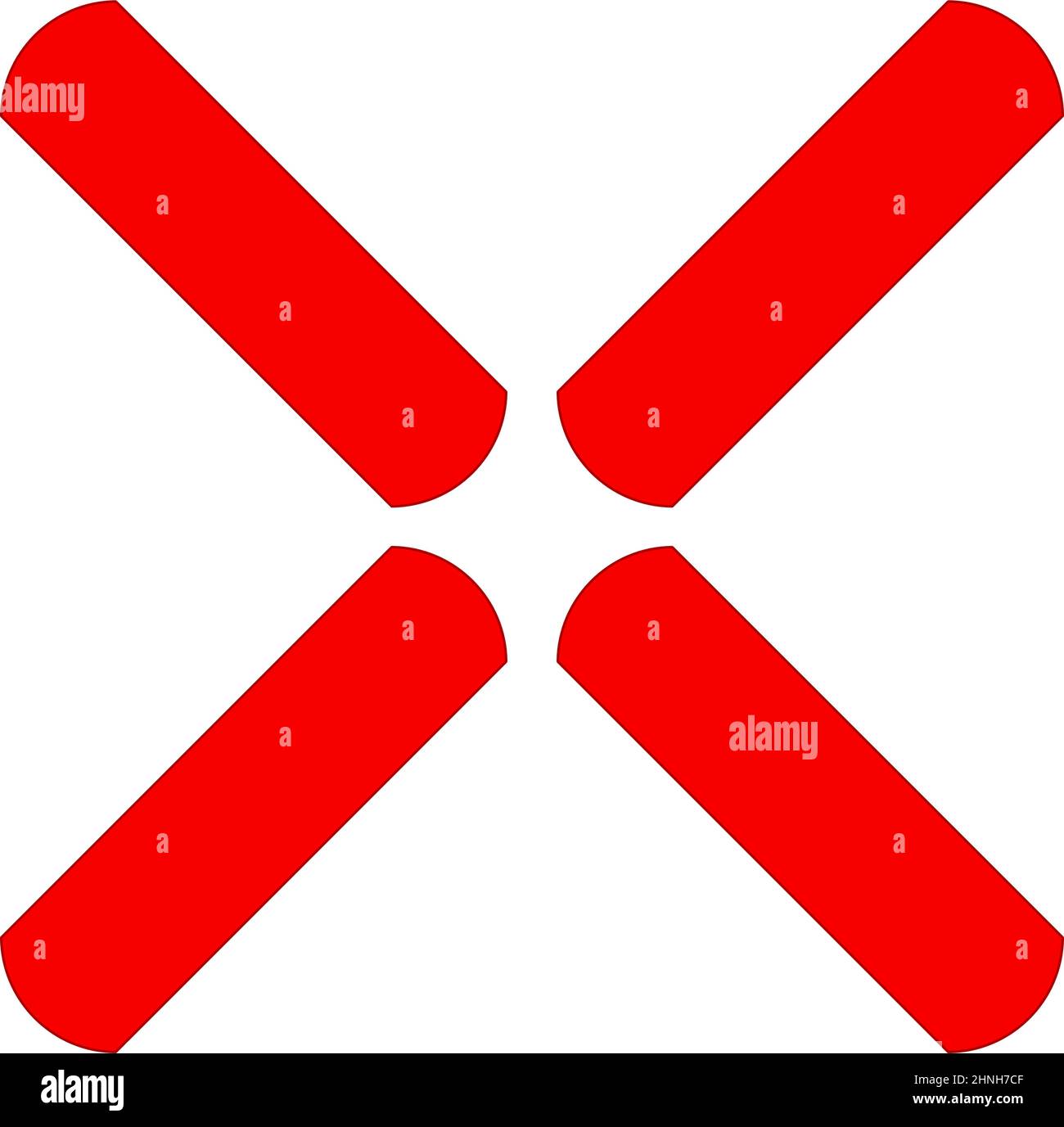 Signe X rouge, forme, lettre. Réticule, repère de cible, icône de ...