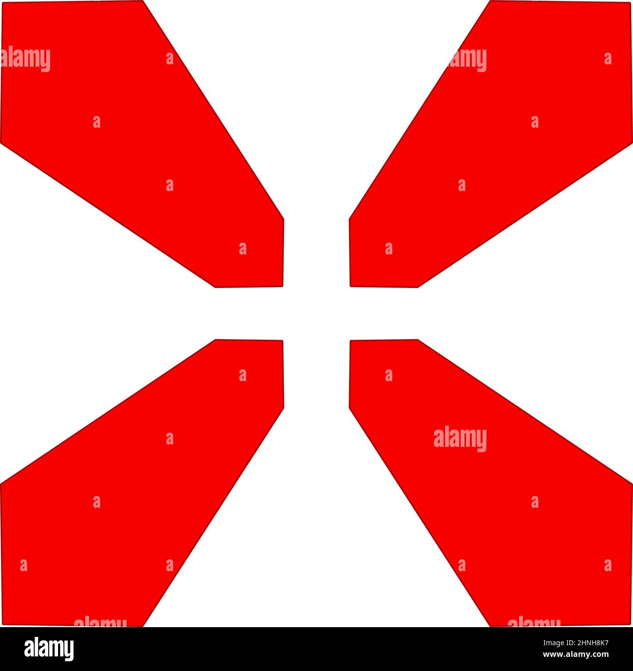 Signe X rouge, forme, lettre. Réticule, repère de cible, icône de ...