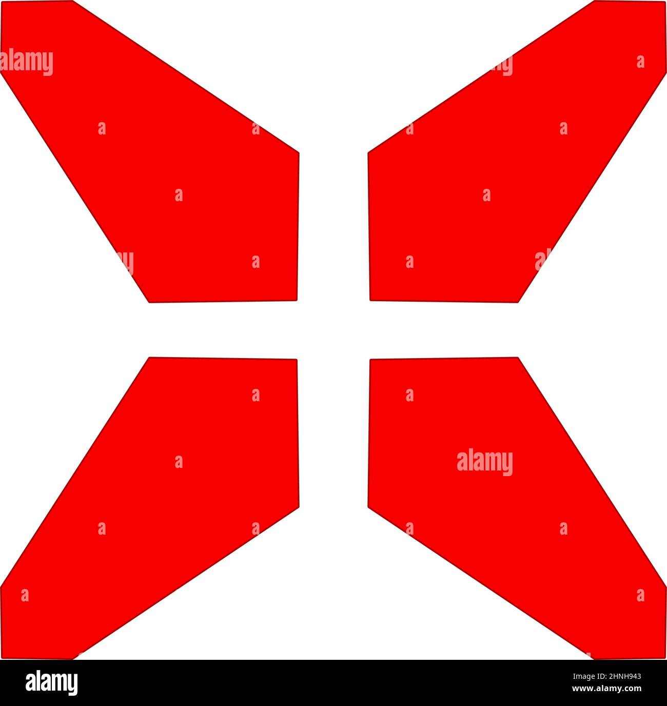 Signe X rouge, forme, lettre. Réticule, repère de cible, icône de ...