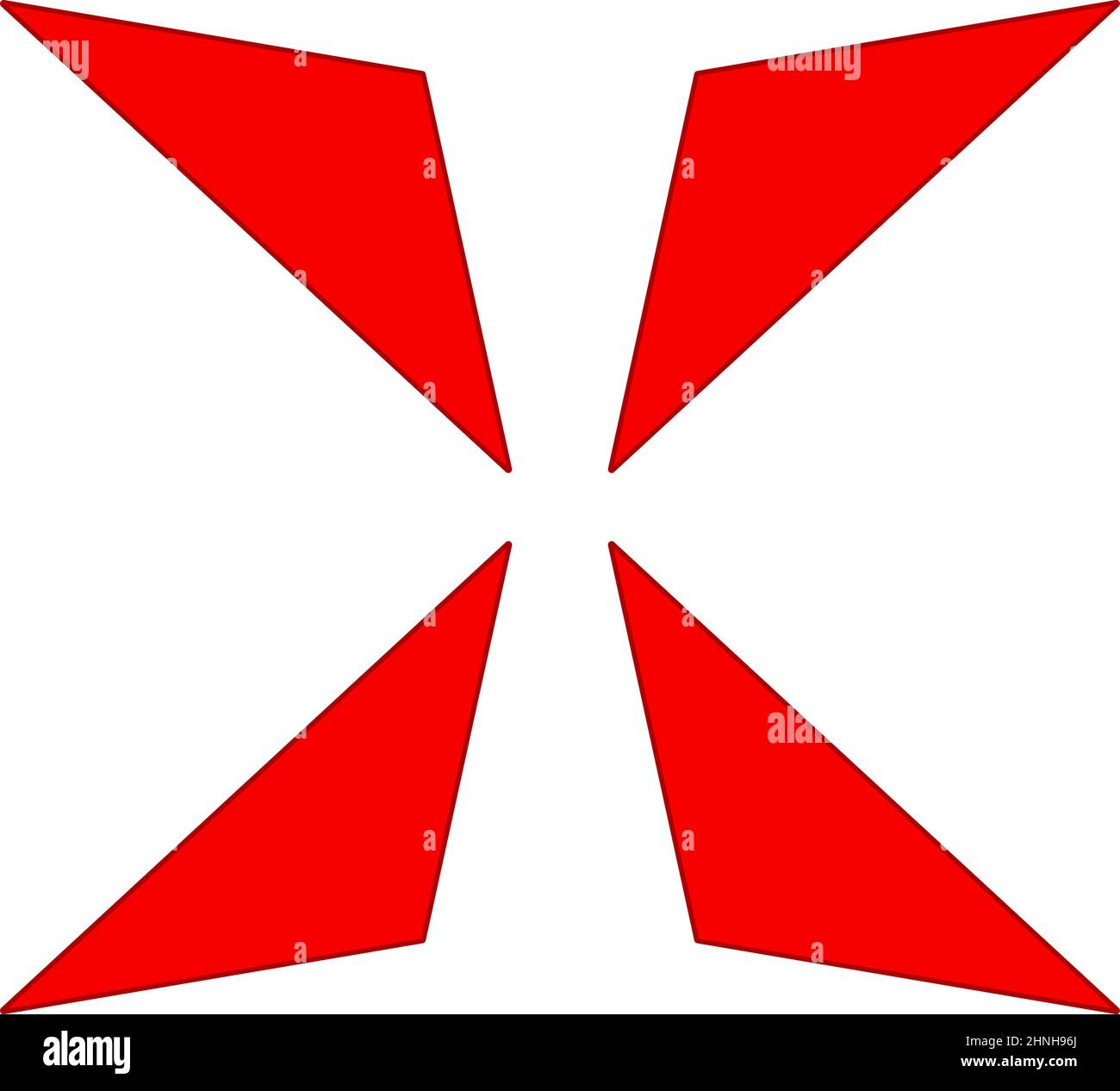 Signe X rouge, forme, lettre. Réticule, repère de cible, icône de ...