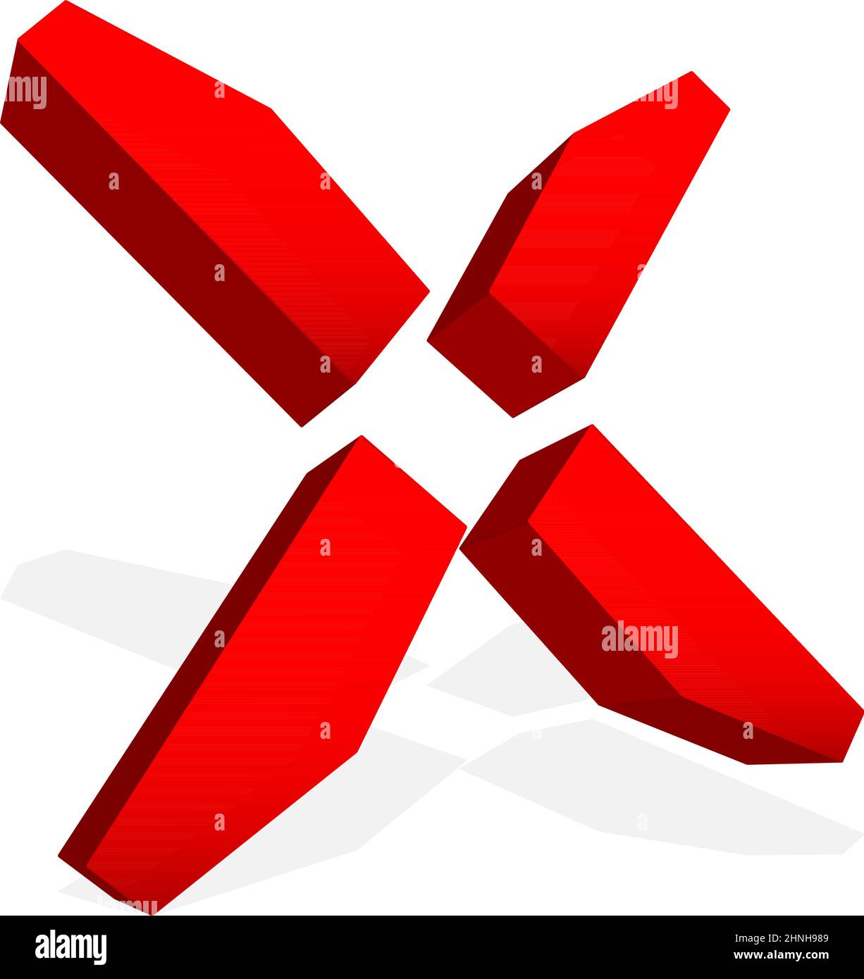 Signe X rouge, forme, lettre. Réticule, repère de cible, icône de ...