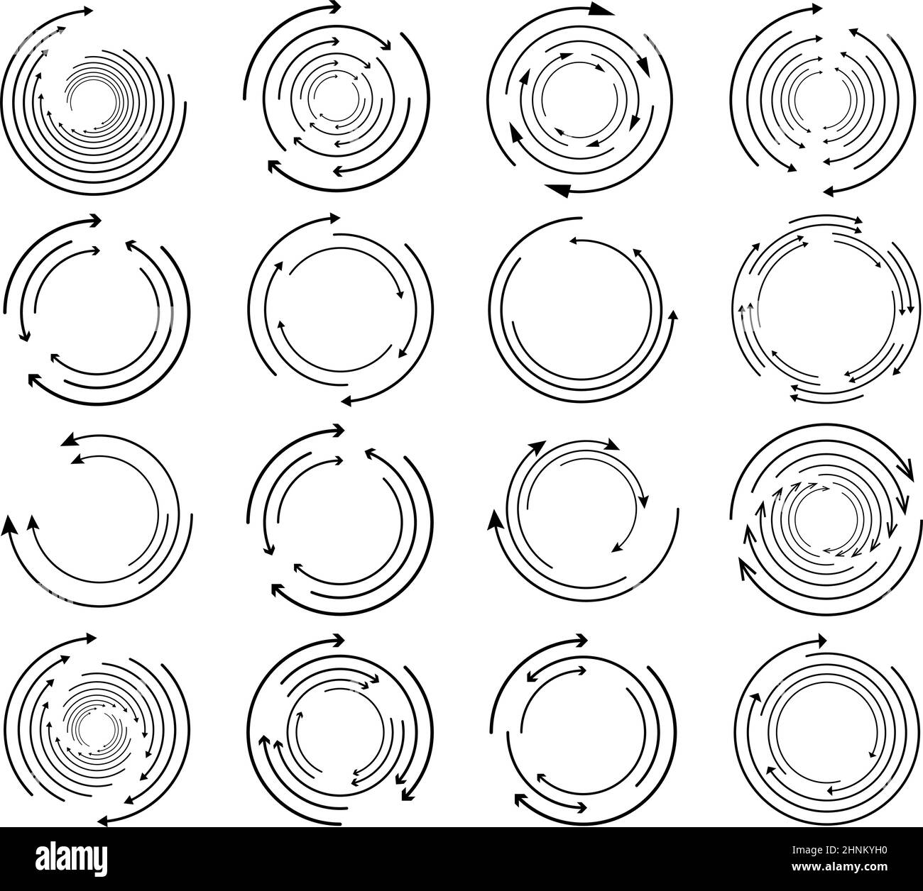 Circulaire aléatoire, élément de flèche de cycle. Spirale, rotation ...