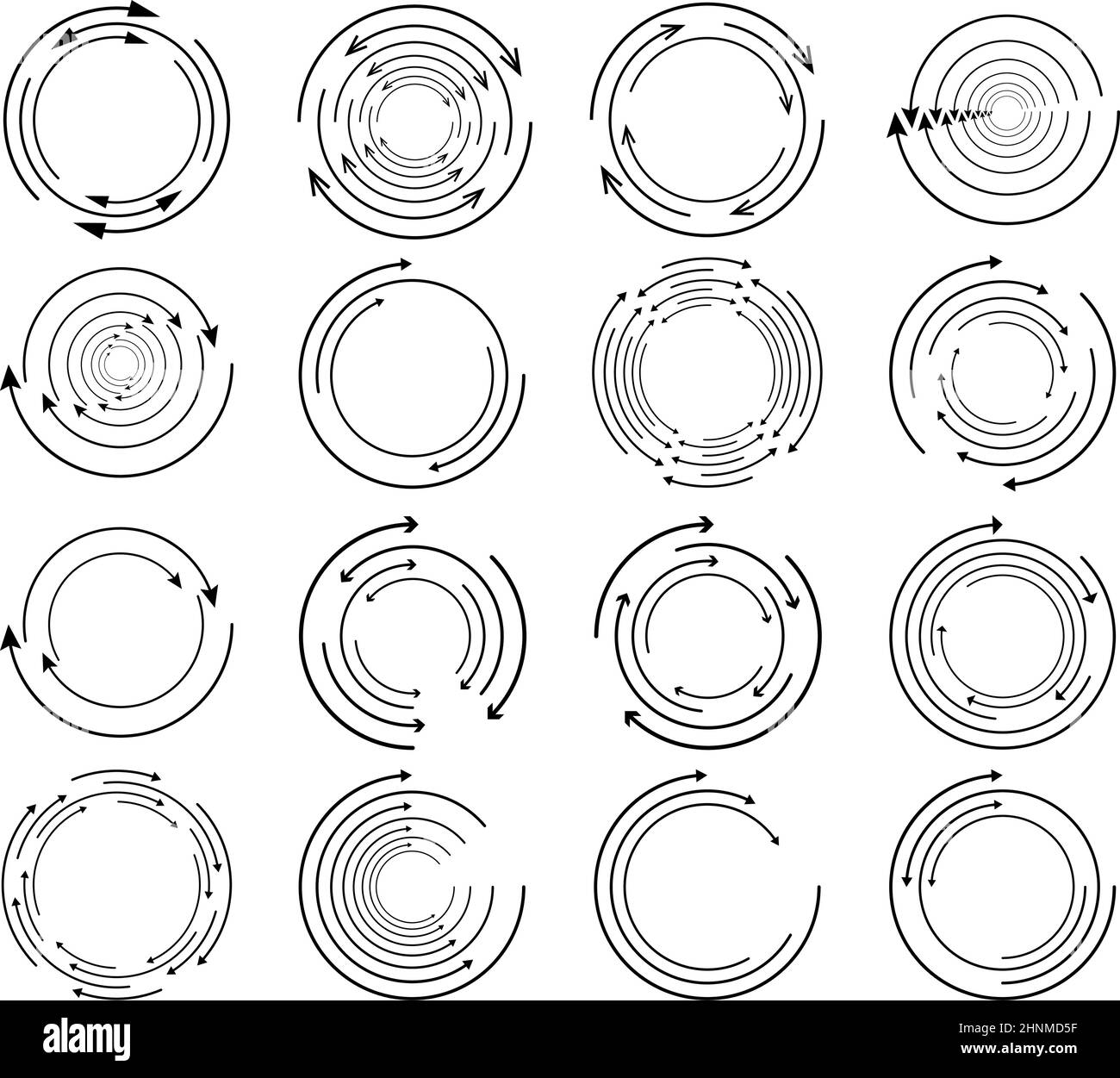Circulaire aléatoire, élément de flèche de cycle. Spirale, rotation ...