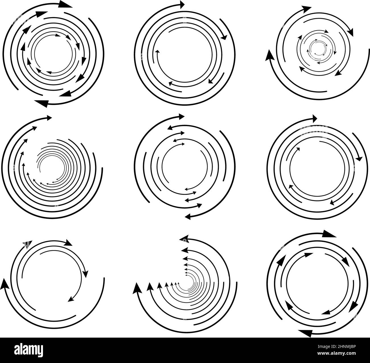 Circulaire aléatoire, élément de flèche de cycle. Spirale, rotation ...