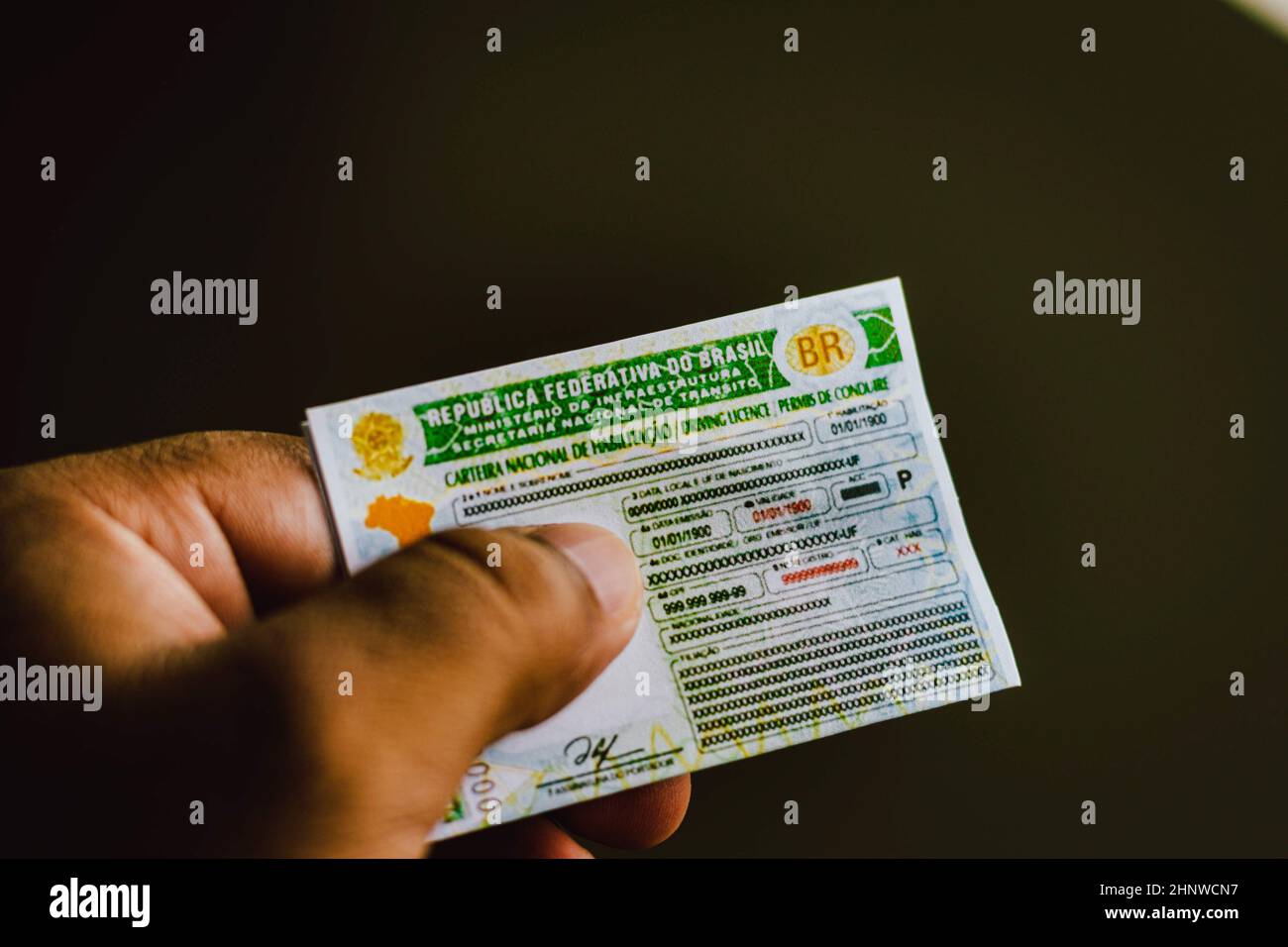 Dans cette illustration, un nouveau permis de conduire national (CNH ...