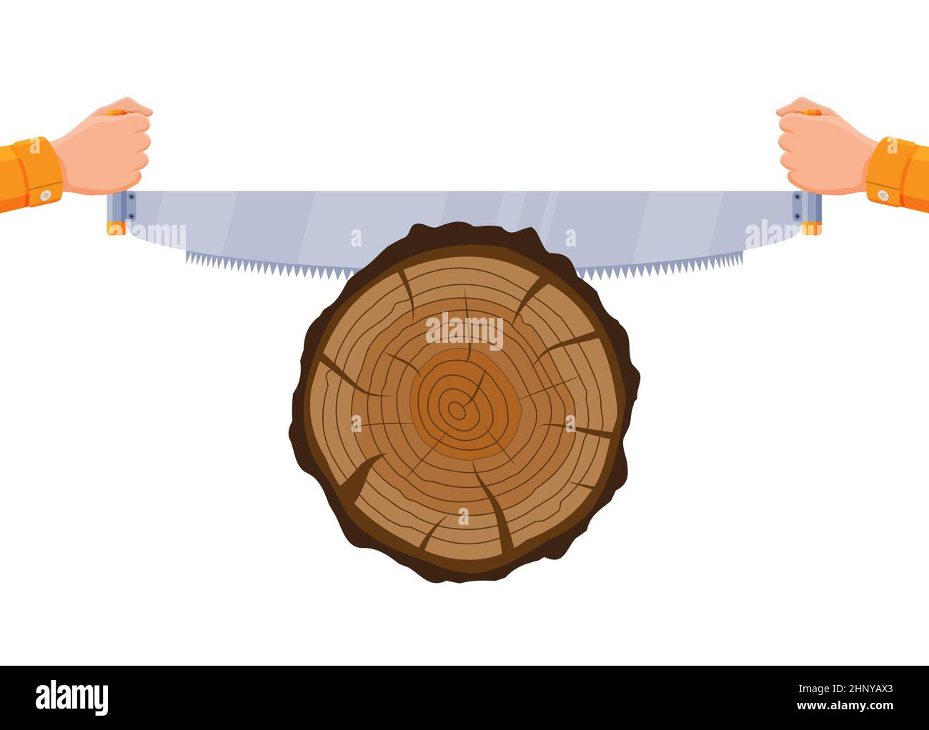 Scier du bois de chauffage Banque d'images vectorielles - Alamy