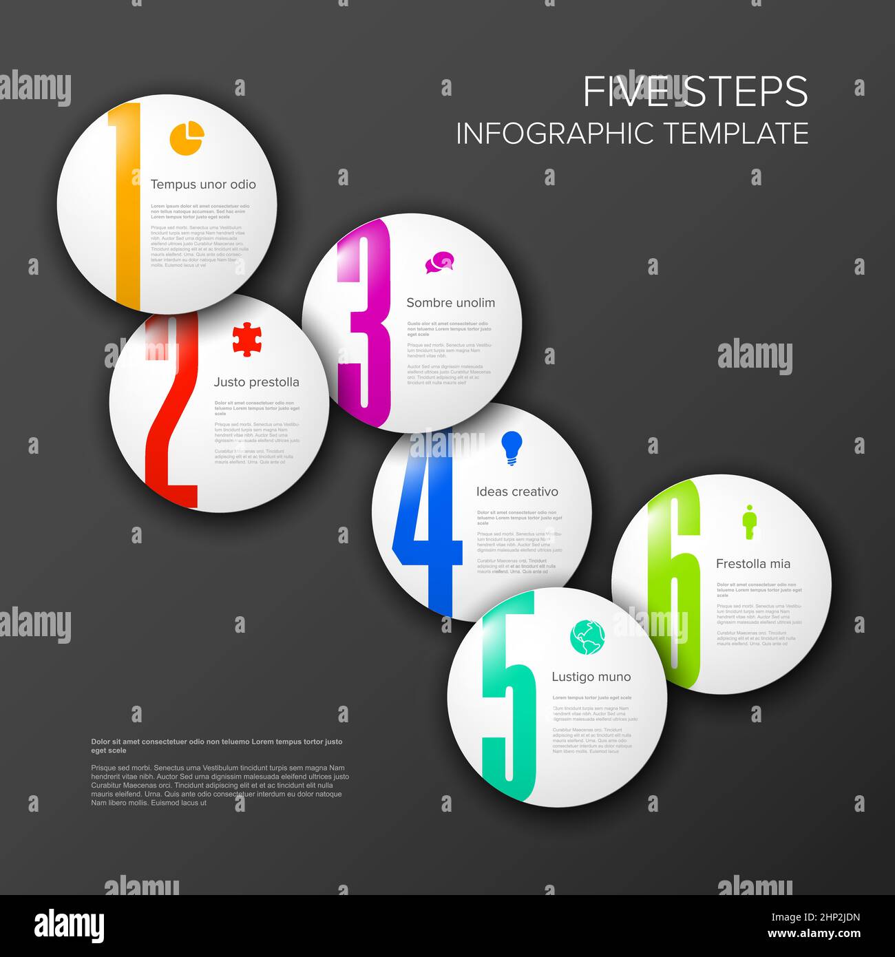 Modèle d'étapes de progression Vector Fresh avec descriptions, icônes ...