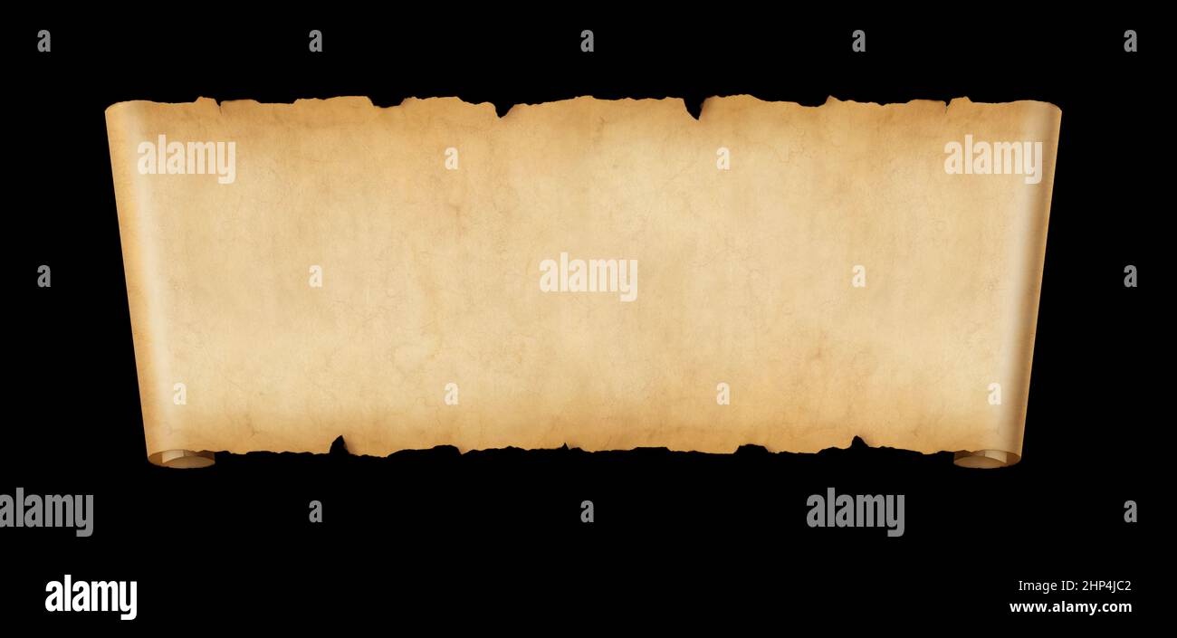 Ancienne banderole horizontale papier.Rouleau parchemin isolé sur fond ...