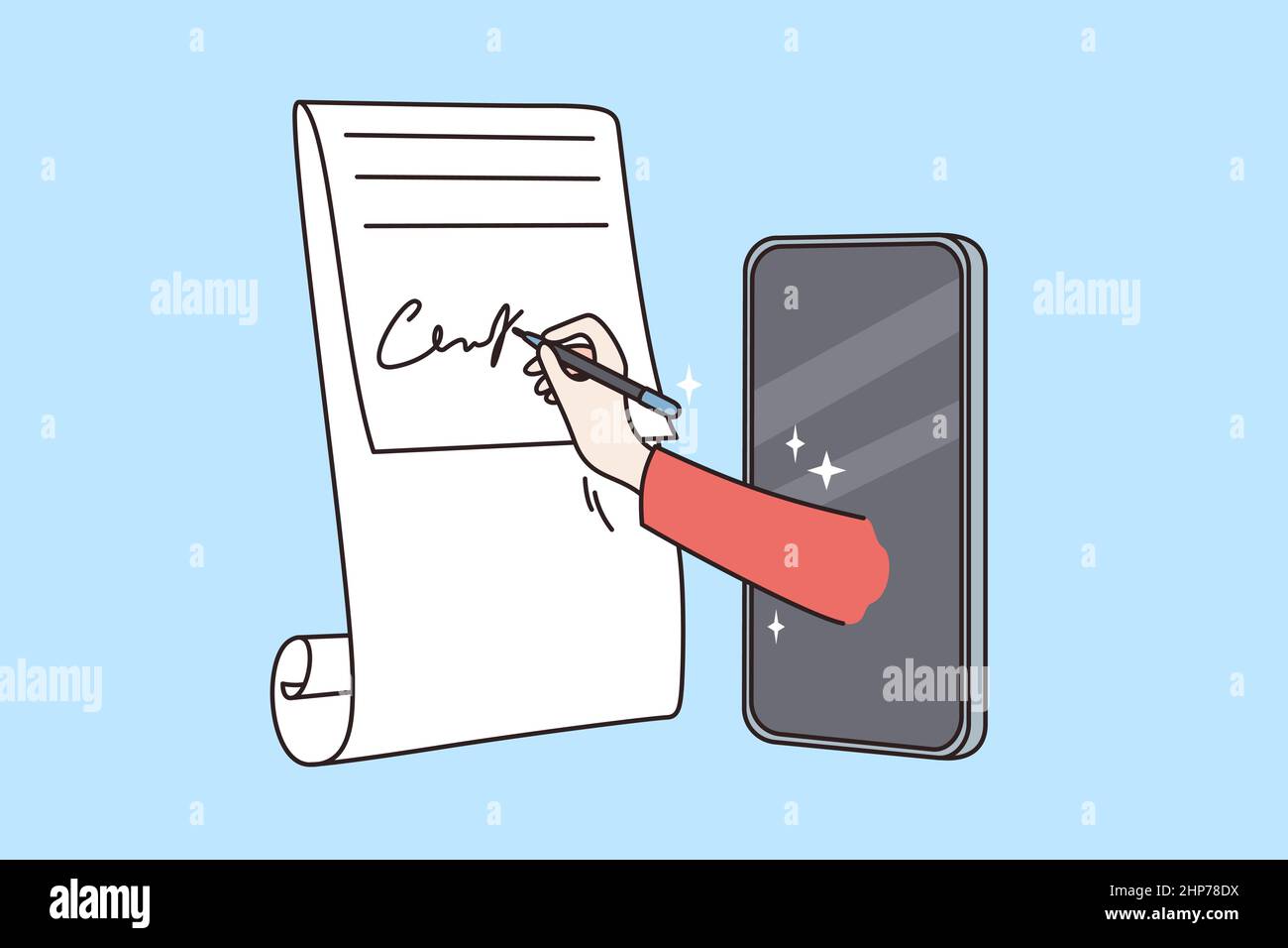 Signing contract cartoon Banque d'images vectorielles - Alamy
