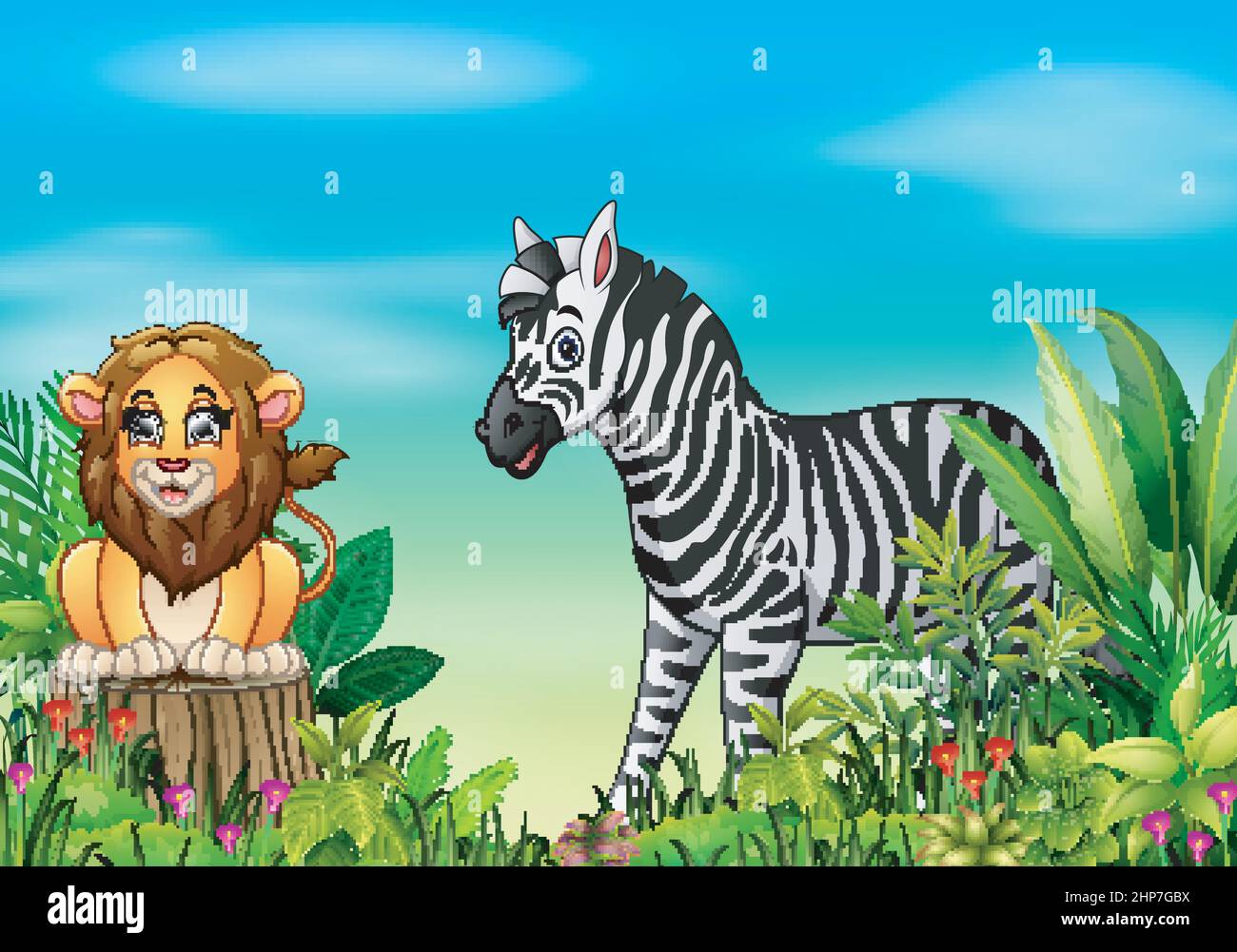 Lion zèbre Banque d'images vectorielles - Alamy