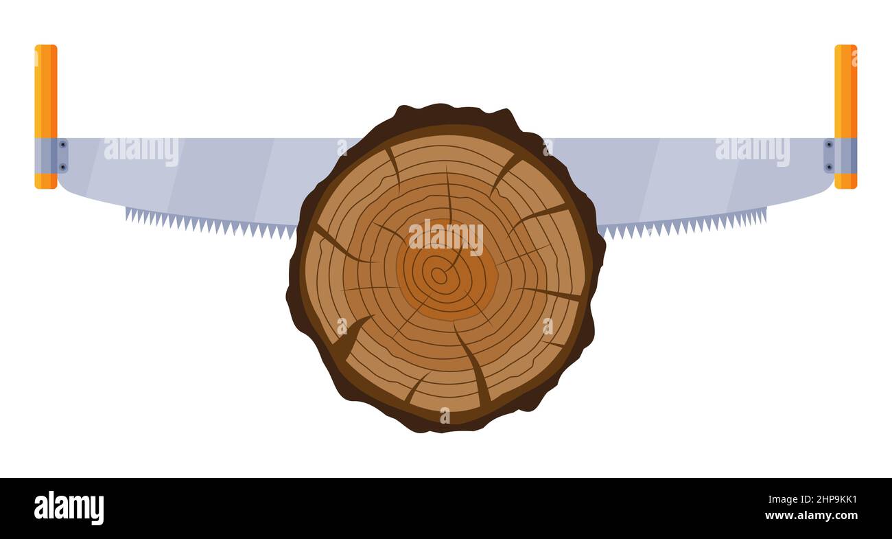 Scier du bois de chauffage Banque d'images vectorielles - Alamy