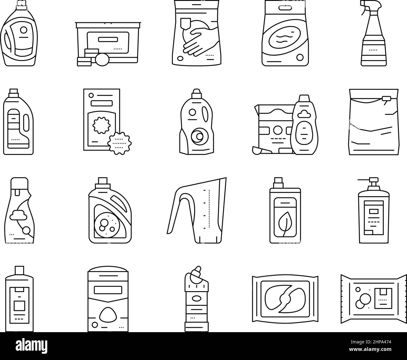 Détergent biologique savon à lessive icônes ensemble Vector Image ...