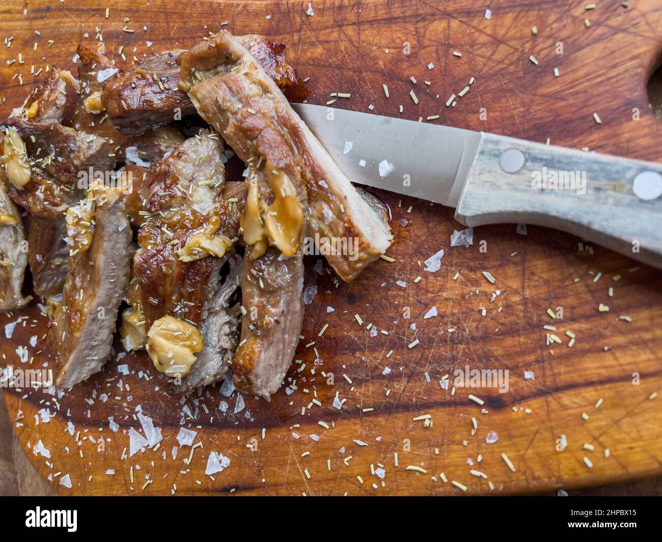 Gros plan de porc fraîchement cuit Secreto de ventresca pur iberico ...