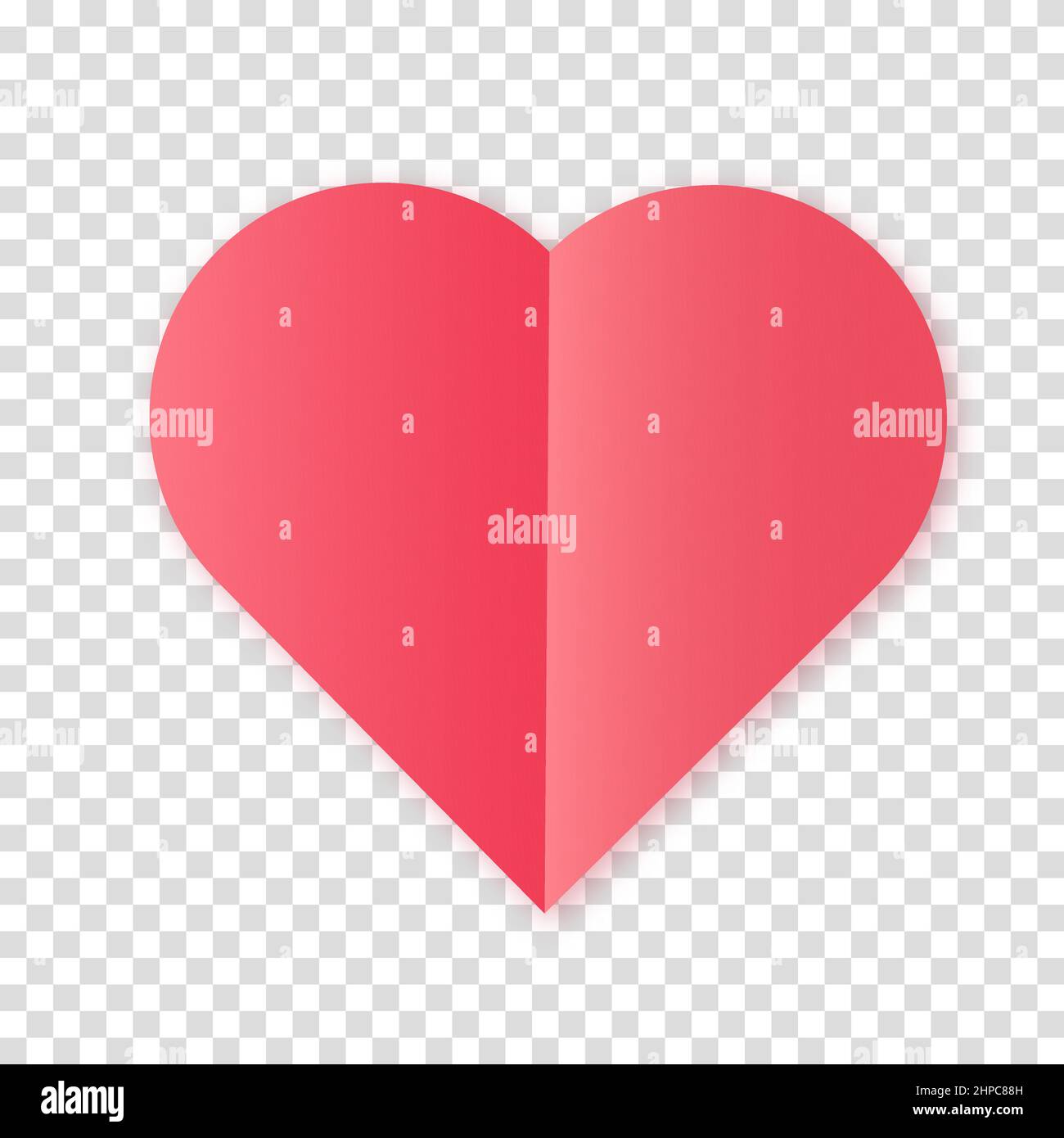 Le concept d'un coeur d'amour en rouge avec une ombre sur un fond ...