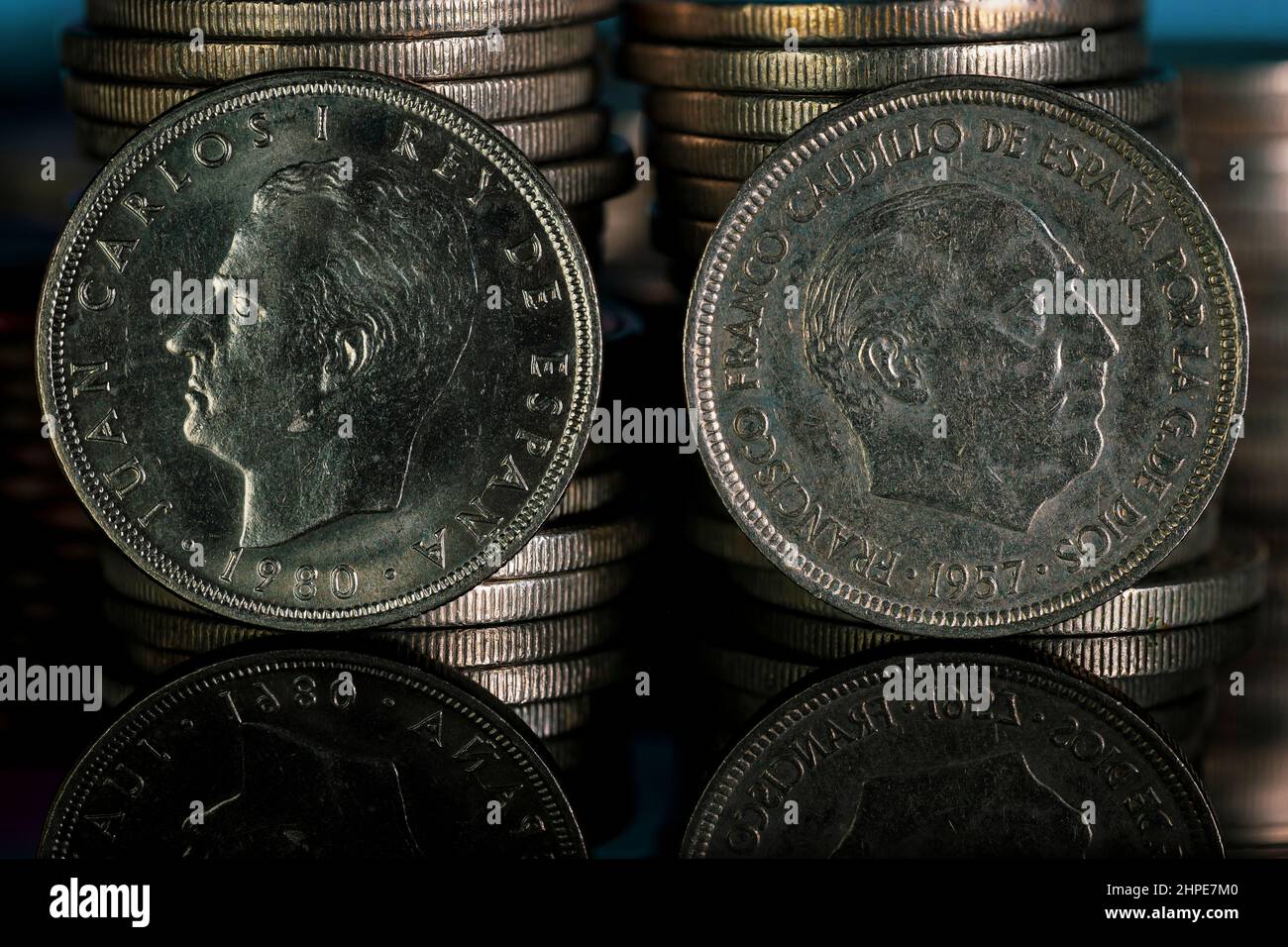 Juan Carlos I Roi d'Espagne 1980 Francisco Franco cinq pesetas coin ...