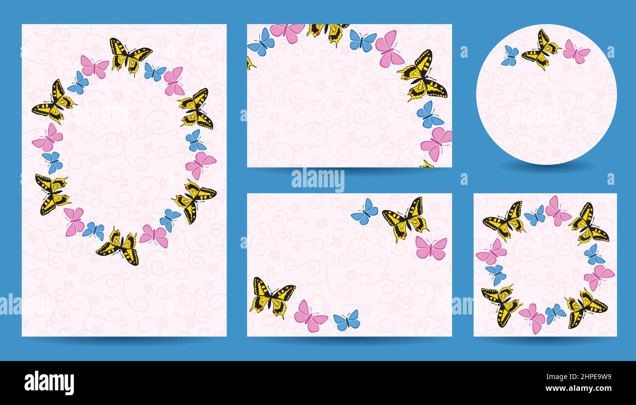 modèles avec papillons pour mariage - cartes vectorielles d'invitation ...