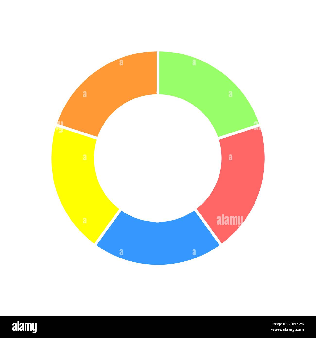 Diagramme en anneau. Diagramme circulaire coloré segmenté en 5 sections ...