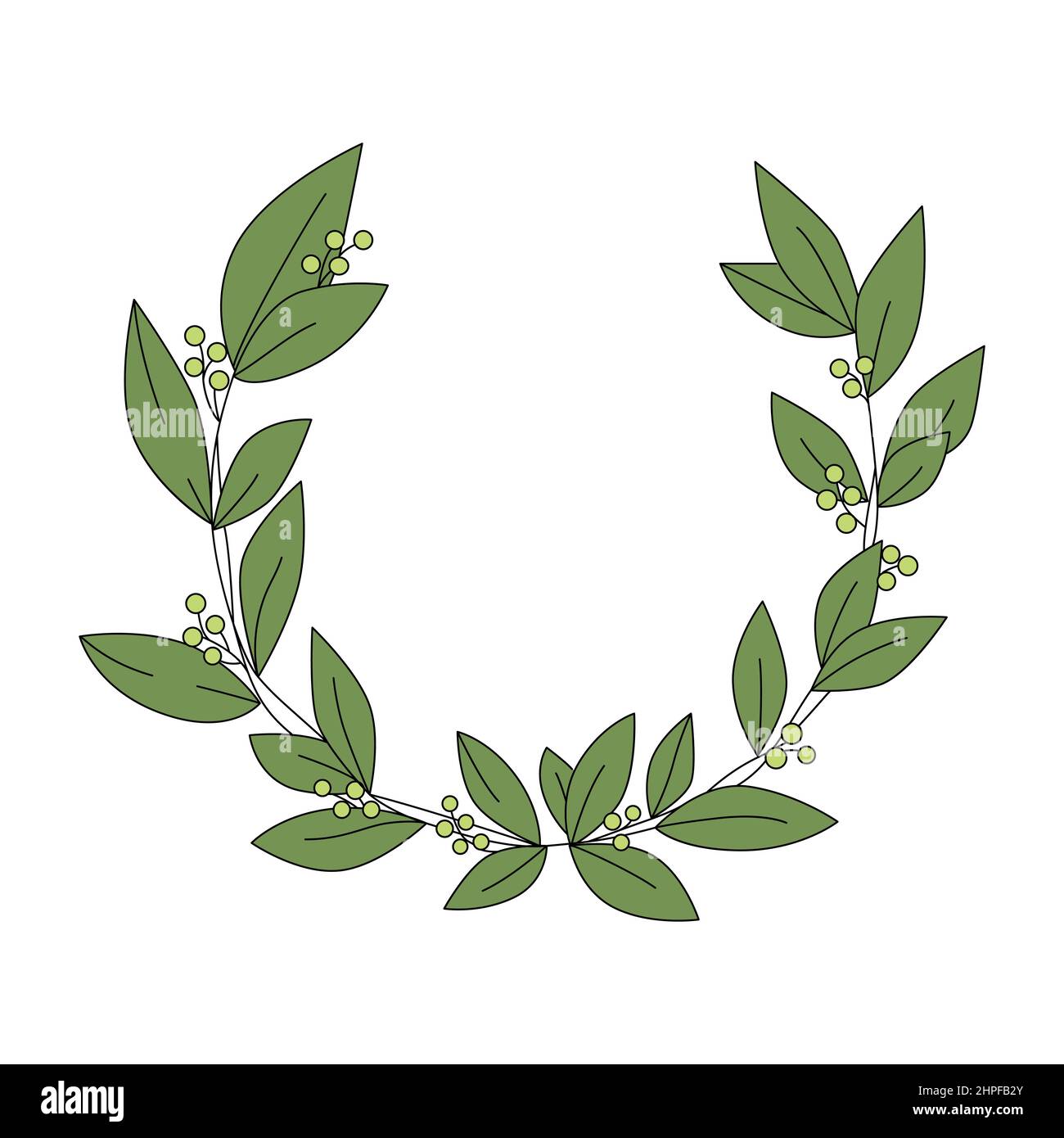 Illustration vectorielle d'une couronne de Laurier en style dessin ...