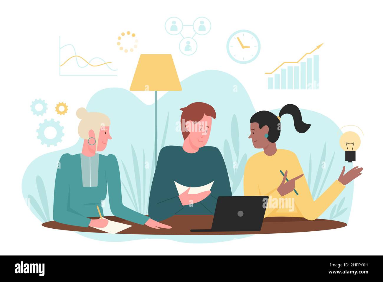 Équipe collaborative travaillant à la recherche de la bonne solution ...