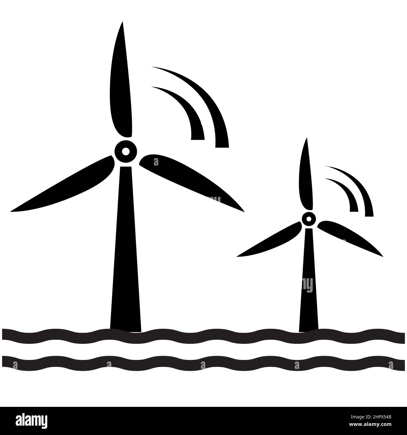icône de l'éolienne offshore sur fond blanc. Logo de l'éolienne ...