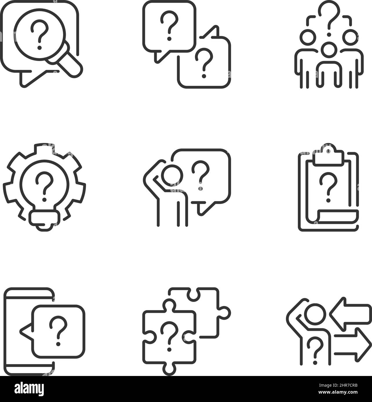 Pictogramme poser des questions Banque d'images noir et blanc - Alamy