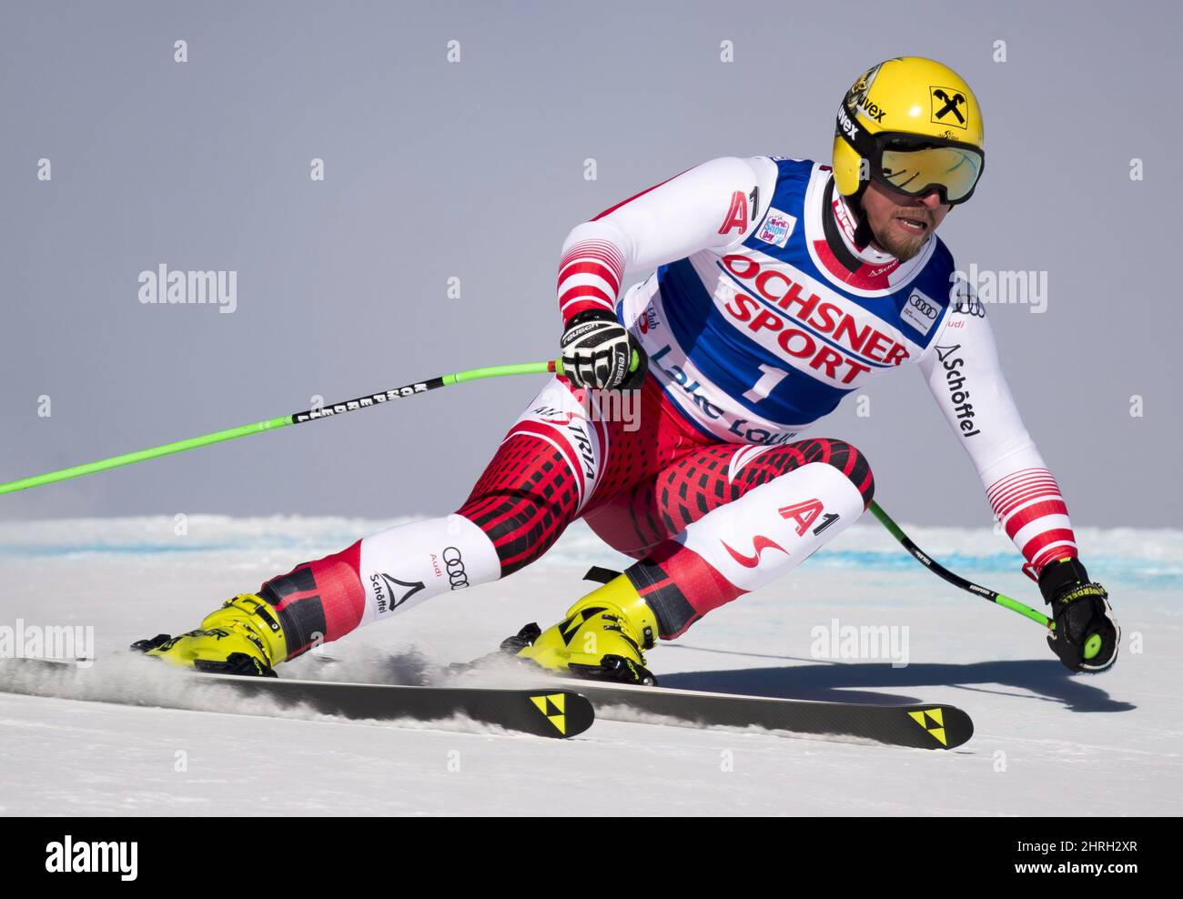 Le Max Franz d'Autriche fait un ski sur le parcours pendant la course ...