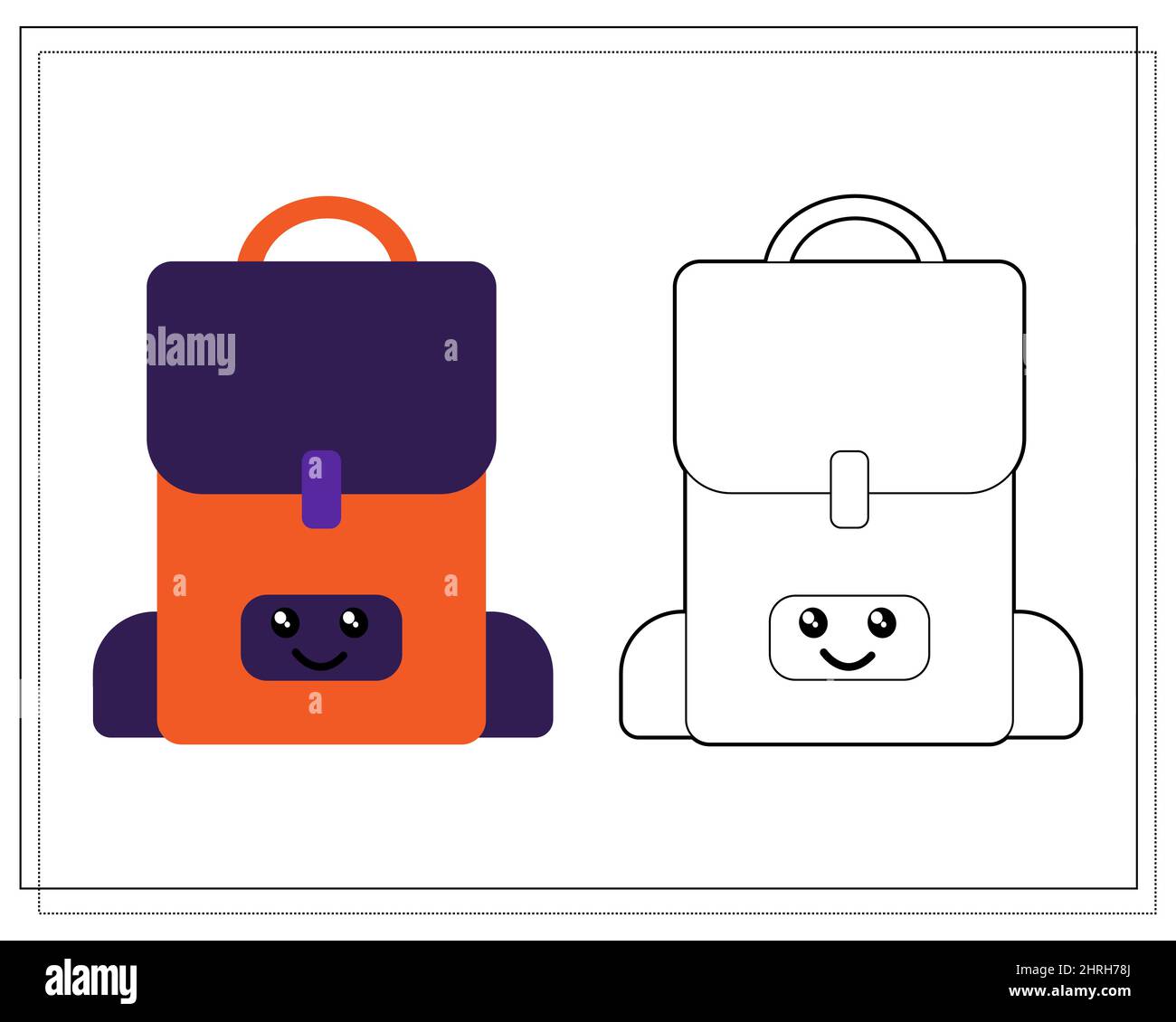 Livre de coloriage pour enfants. Colorer un joli sac à dos d'école de ...