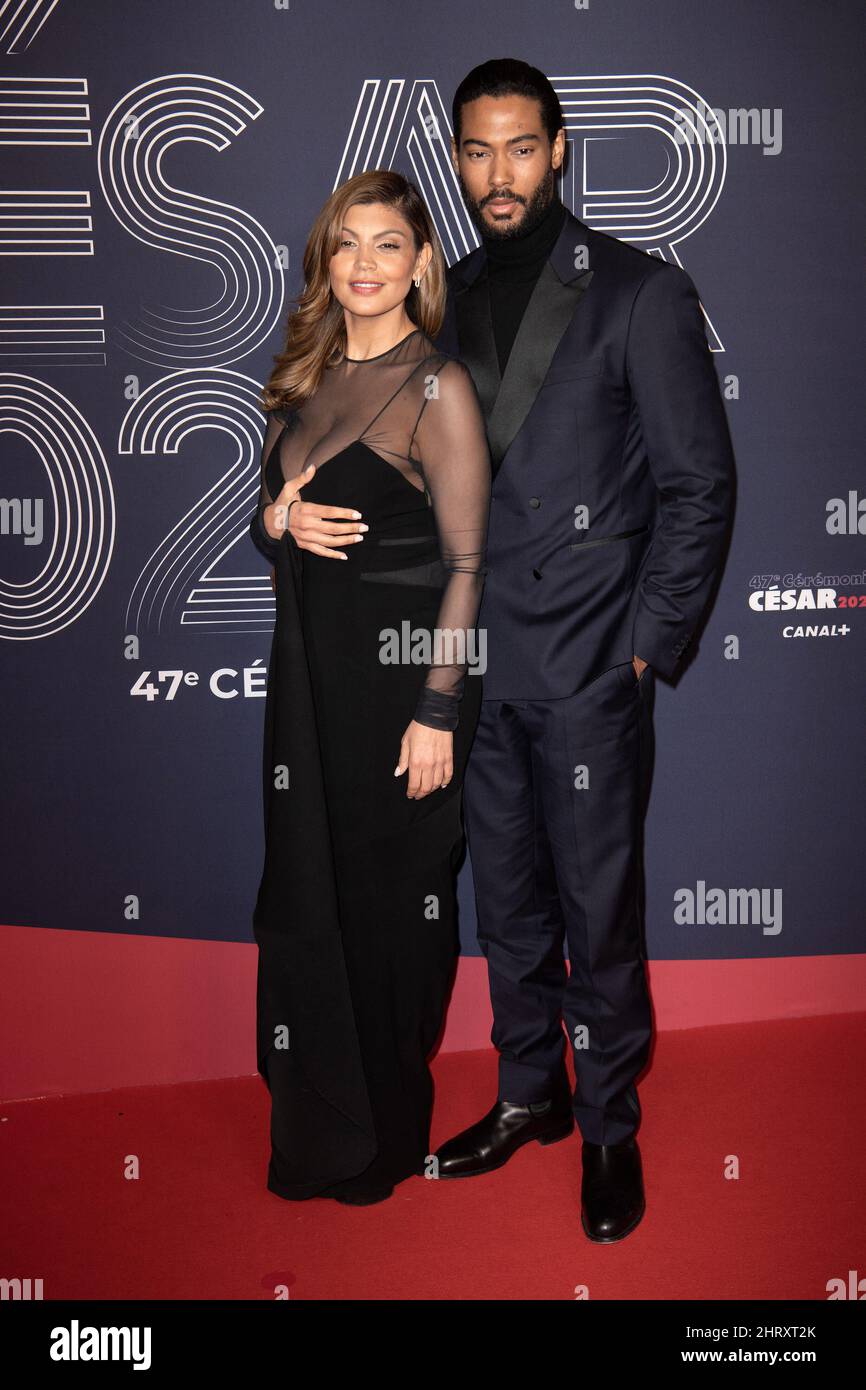 Paris, France. 26th févr. 2022. Nawell Madani et Djebril Zonga arrivent ...