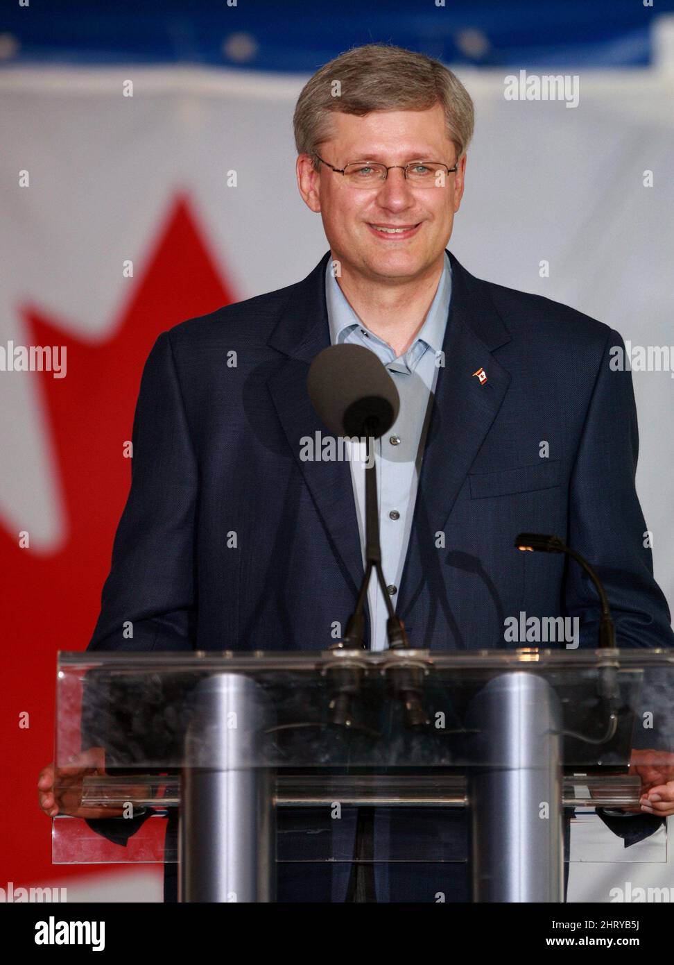 Le Premier ministre canadien Stephen Harper prend la parole lors d'un ...