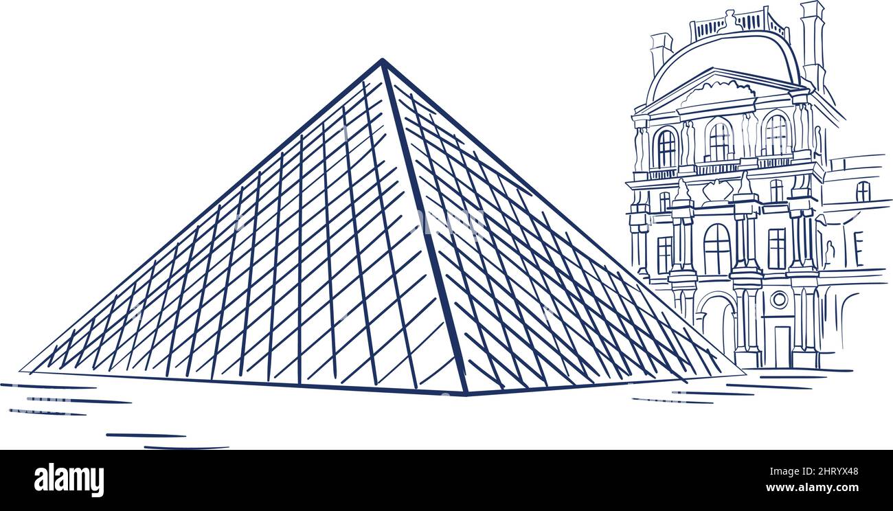 Esquisse isolée du musée du Louvre Vector Image Vectorielle Stock - Alamy