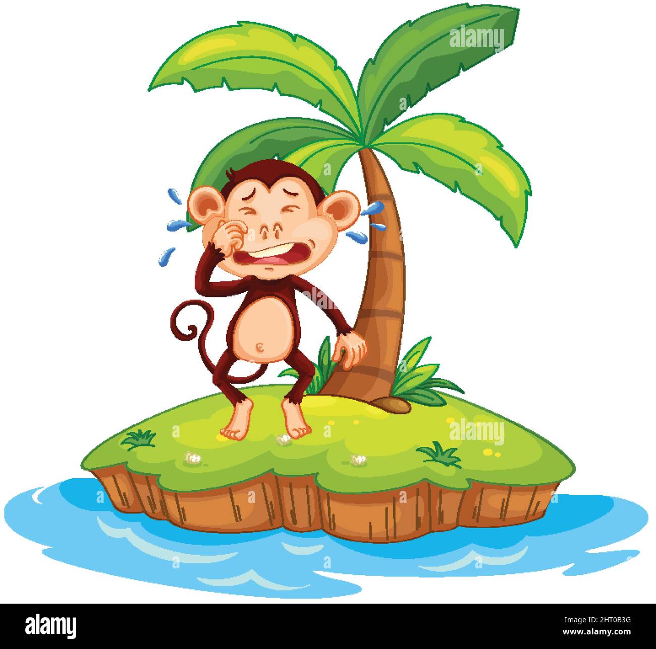 Personnage de dessin animé de singe pleure sur une illustration isolée ...