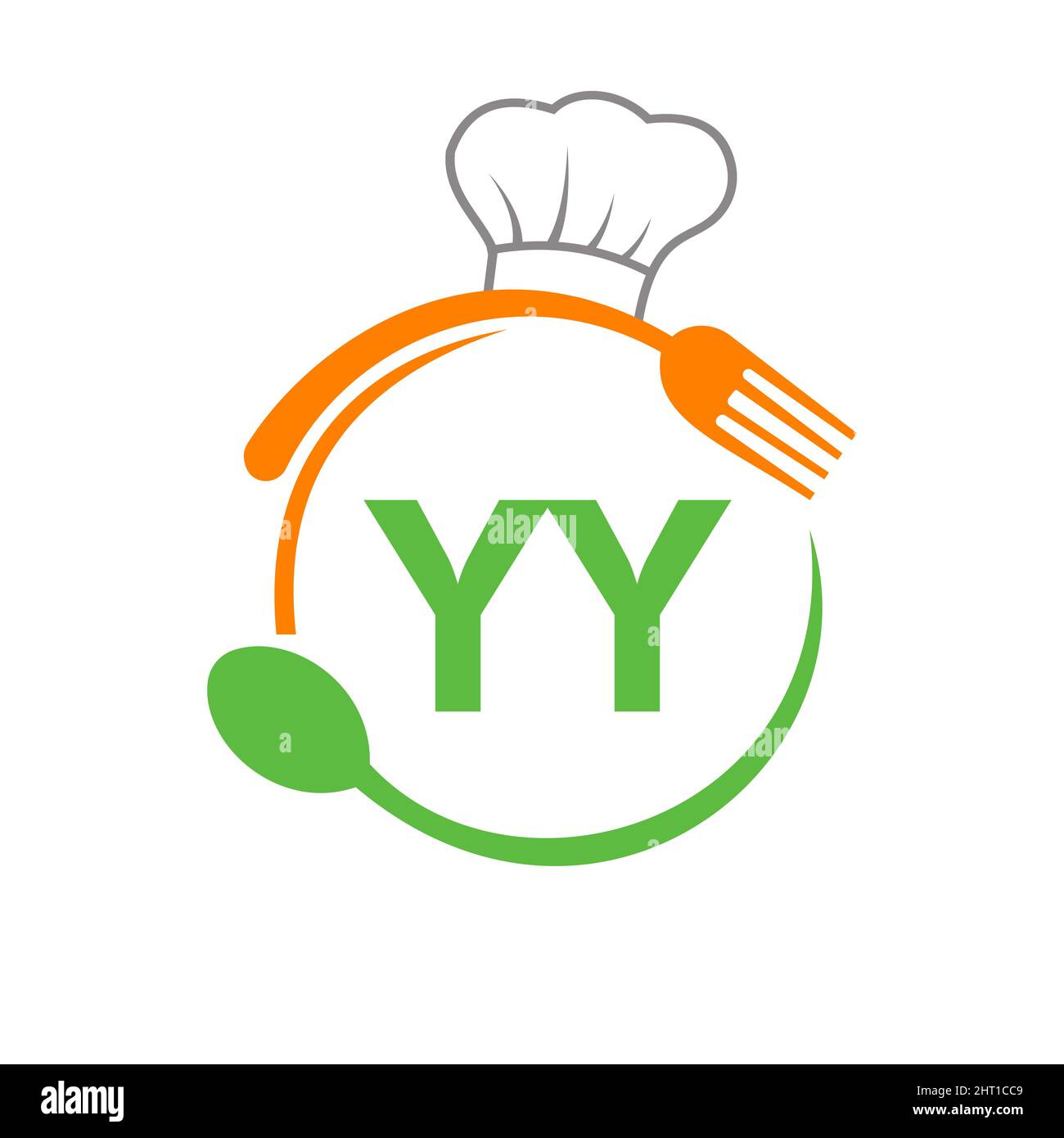 Logo du restaurant Letter YY avec cuillère à chapeau de chef et gabarit ...