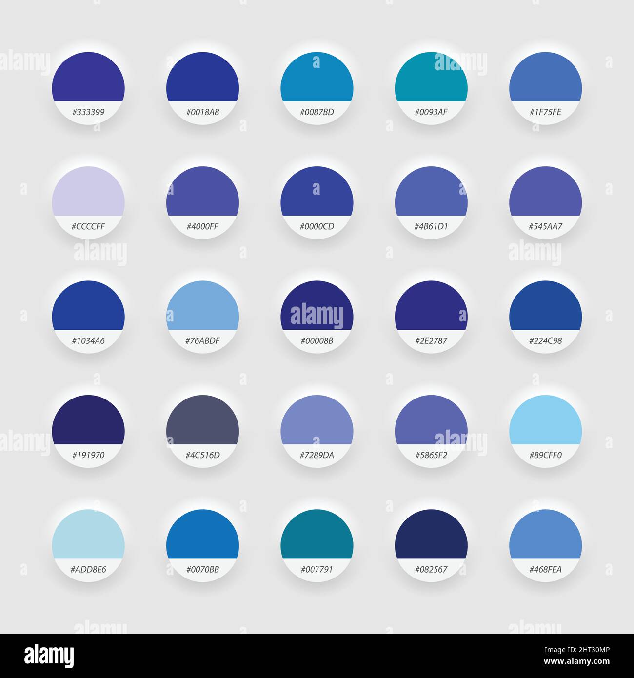 Nuances de la palette de couleurs de nuance bleue. Design de style ...