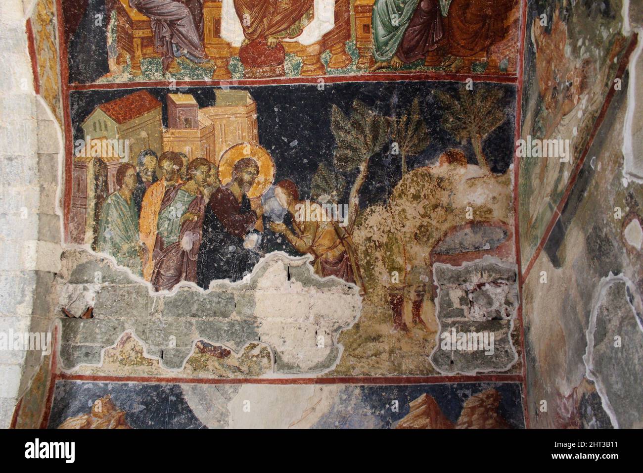 Enseignements de Jésus. Fresques de l'ancienne église byzantine de ...