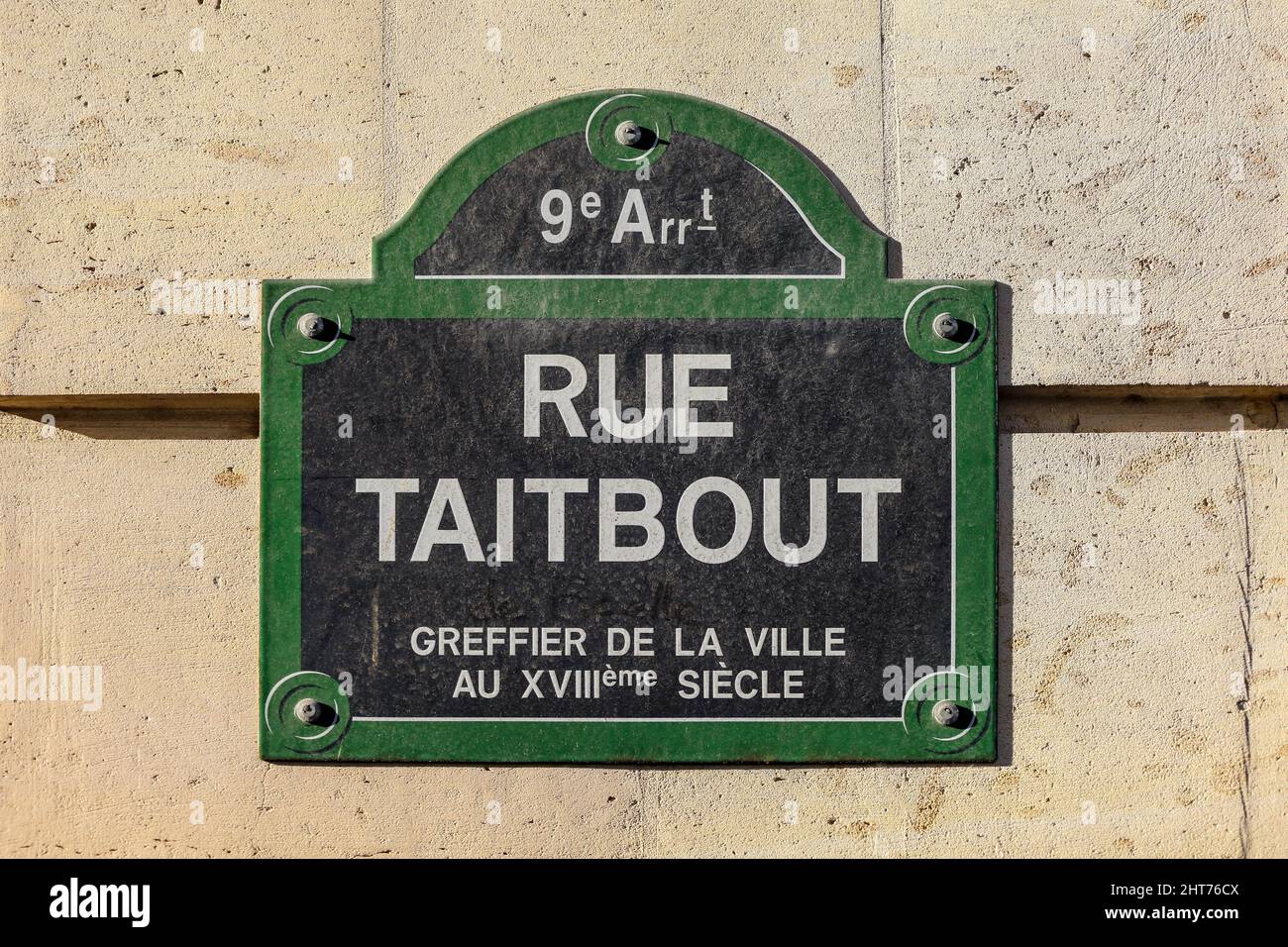 Panneau de nom de rue de paris bleu et vert Banque de photographies et d’images à haute ...