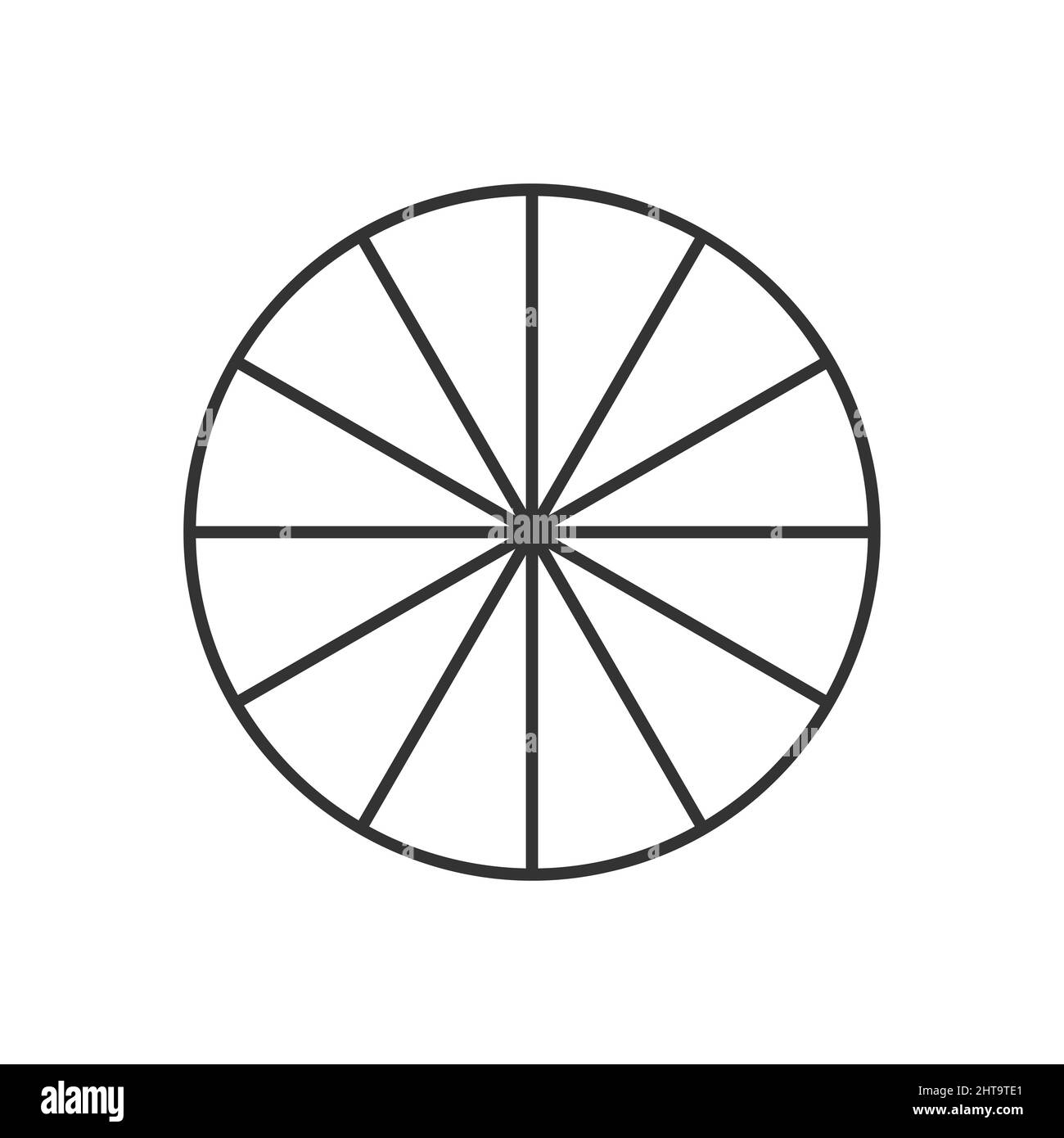 Cercle divisé en 12 segments isolés sur fond blanc. Tarte ou pizza en ...